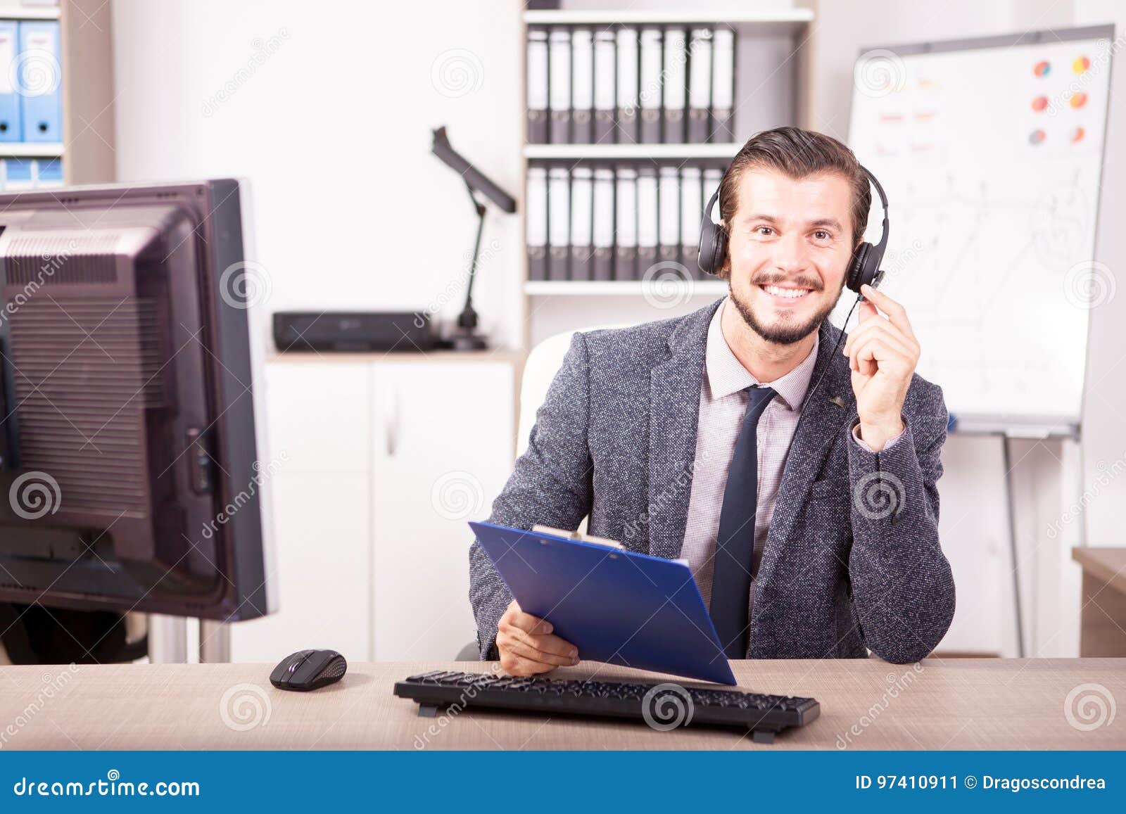Smiling Worker from Customer Service Support in the Office Stock Image ...