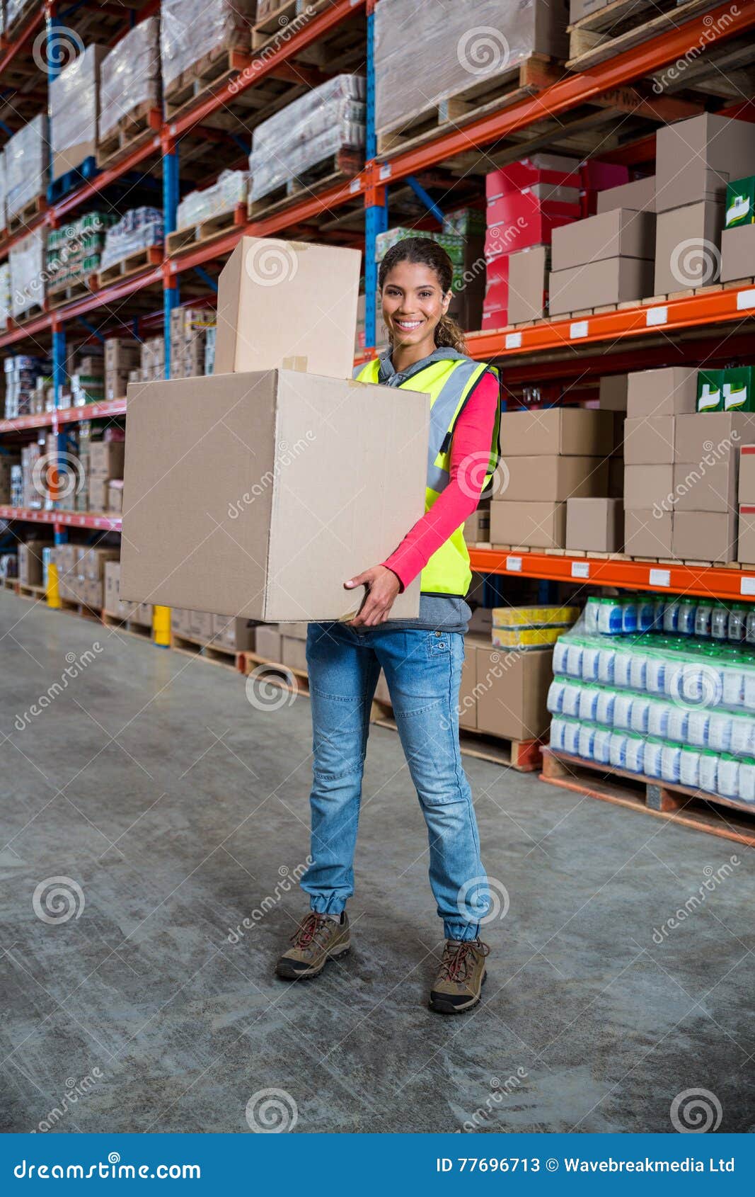 Smiling Worker Holding Boxes Stock Image - Image of jacket, desk: 77696713