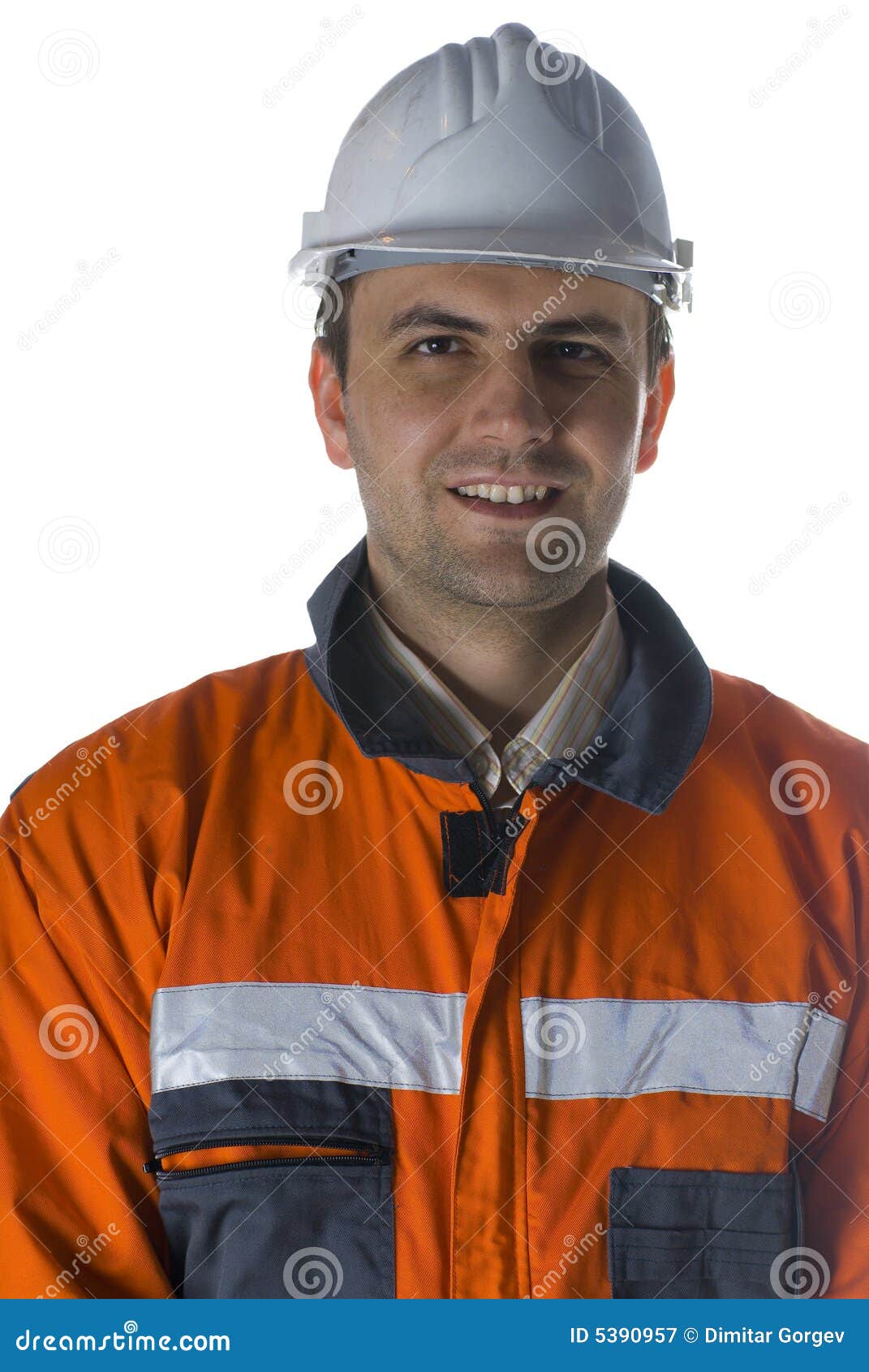 Smiling Worker Isolated on White Stock Image - Image of person ...