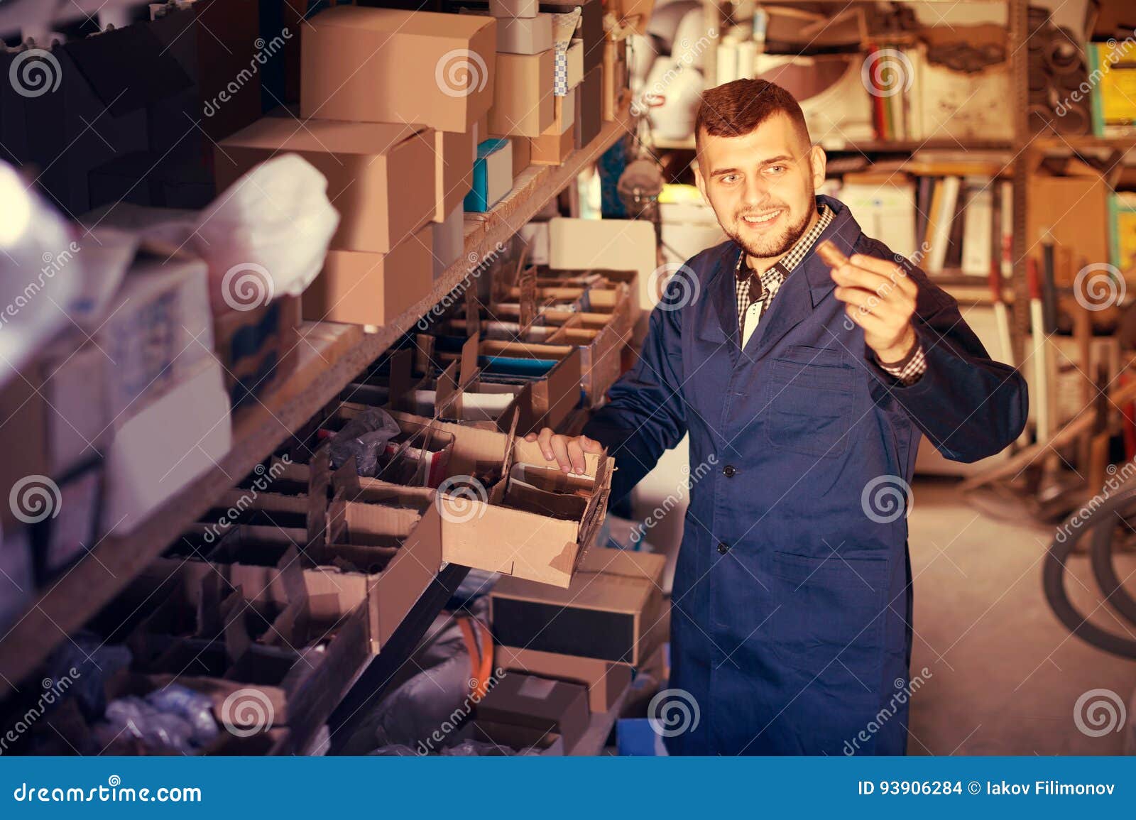 Smiling Worker in Uniform Sorting Sanitary Engineering Details Stock ...