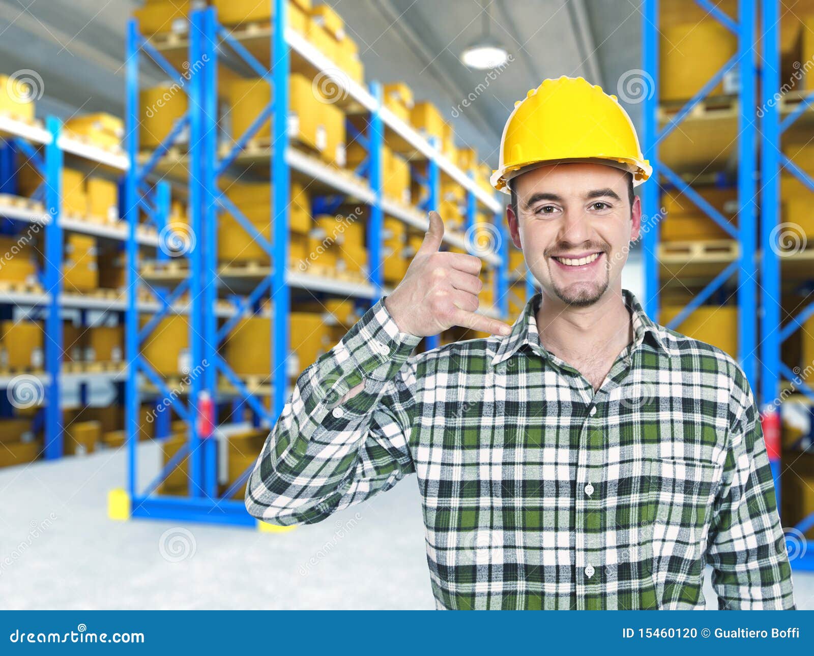 Smiling Worker in Warehouse Stock Photo - Image of equipment, standing ...