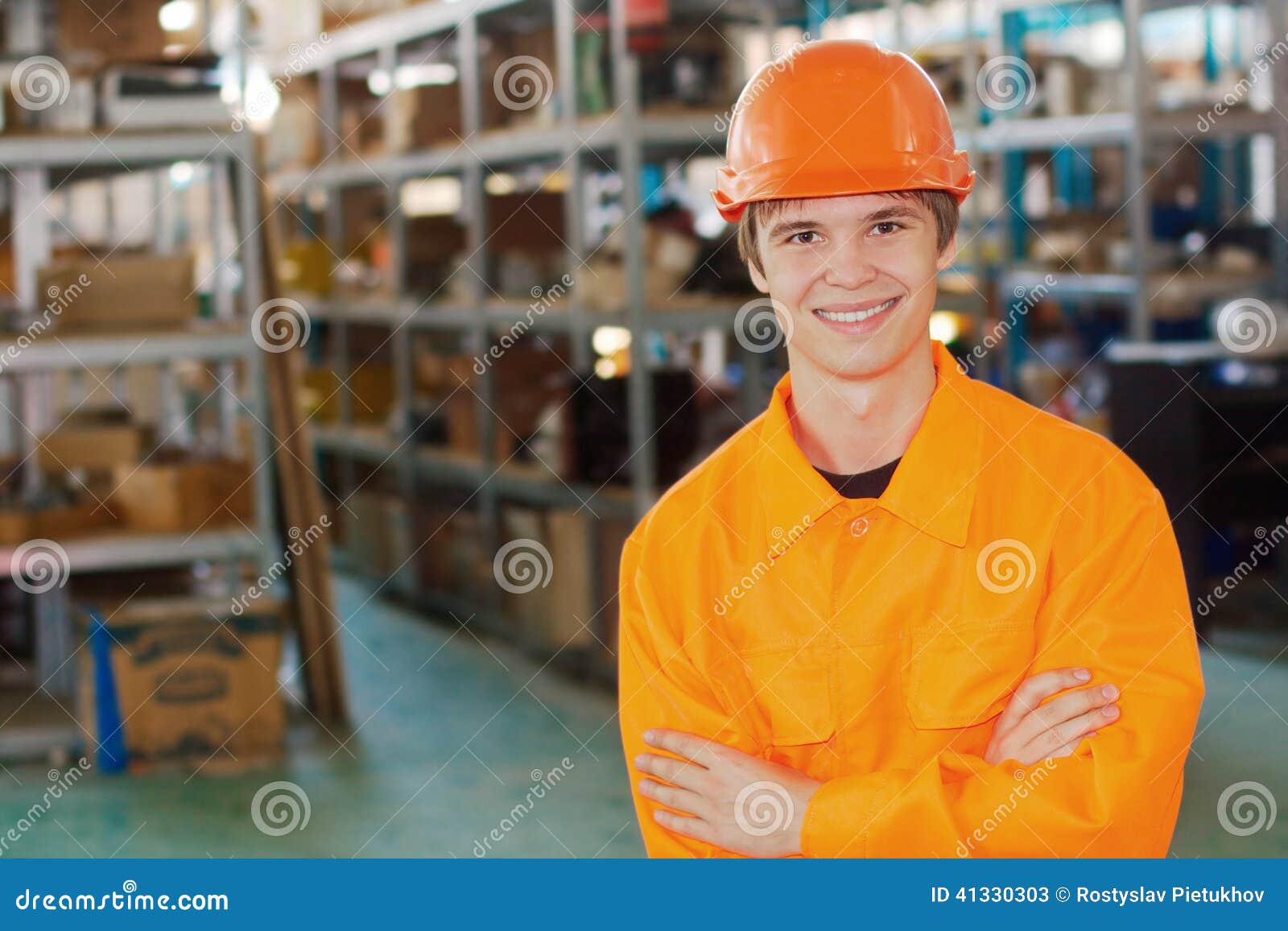 Smiling Worker at a Warehouse Stock Image - Image of storage, factory ...