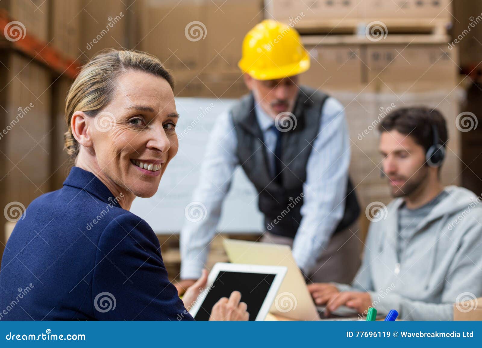 Smiling Workers Looking at Camera Stock Image - Image of industry ...