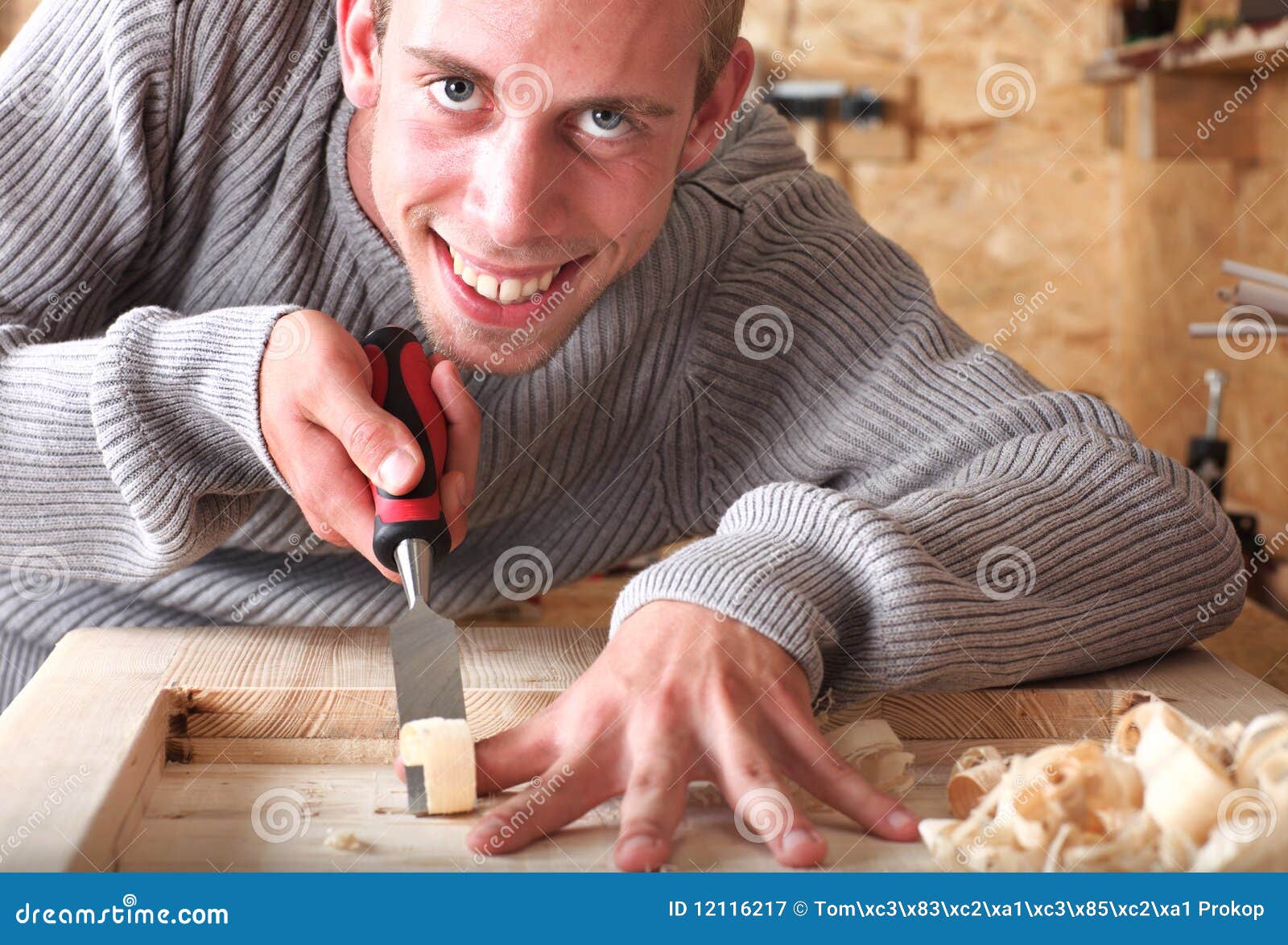 Smiling workman stock image. Image of person, cabinetmaker - 12116217
