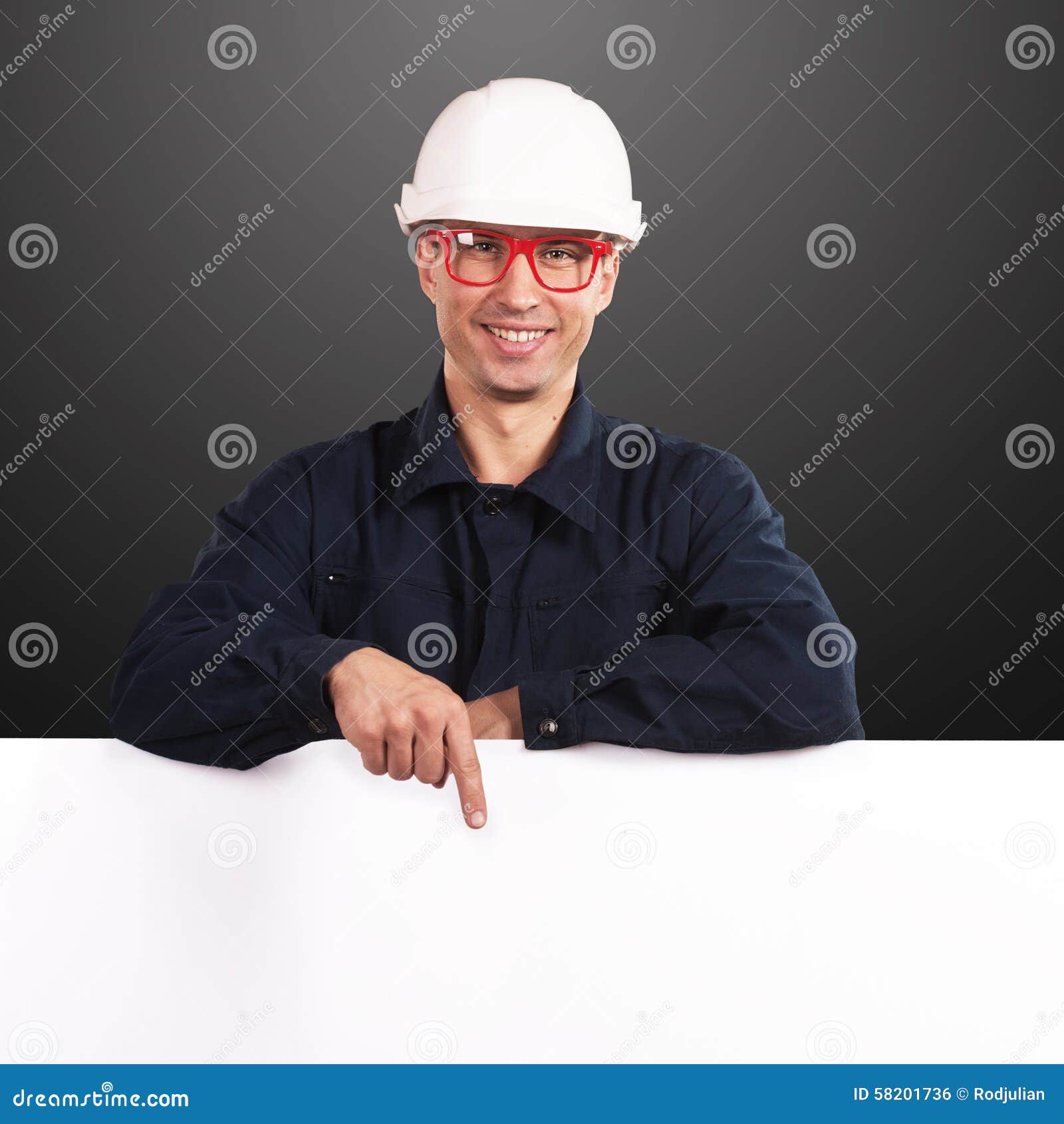 Smiling workman stock photo. Image of engineer, headgear - 58201736
