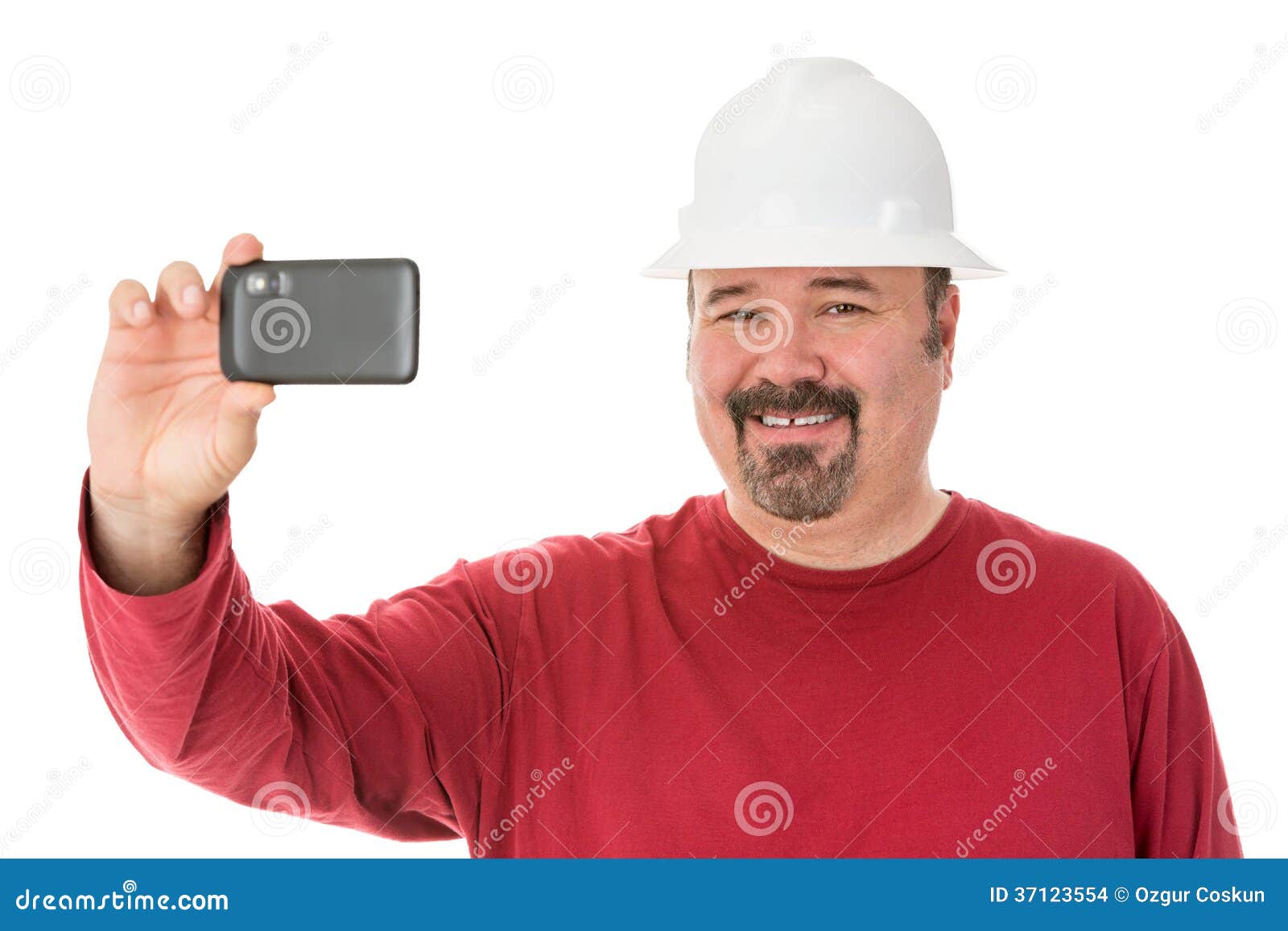 Smiling Workman Taking a Self-portrait Stock Photo - Image of happy ...