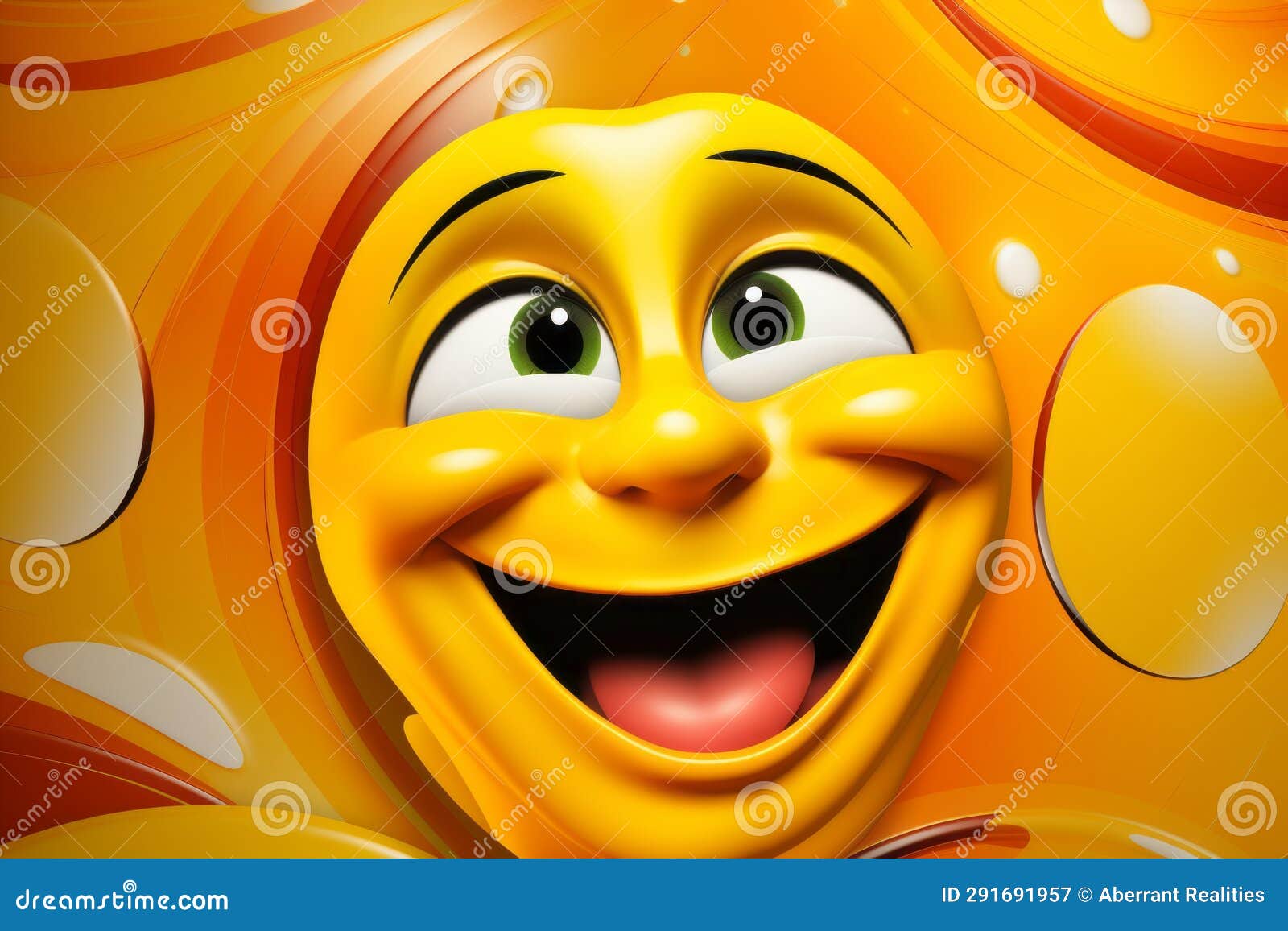 A Smiling Yellow Face on an Orange Background Stock Illustration ...