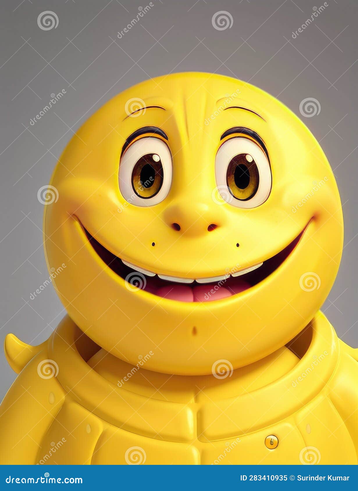 Smiling Yellow Man with Big Eyes Stock Illustration - Illustration of ...