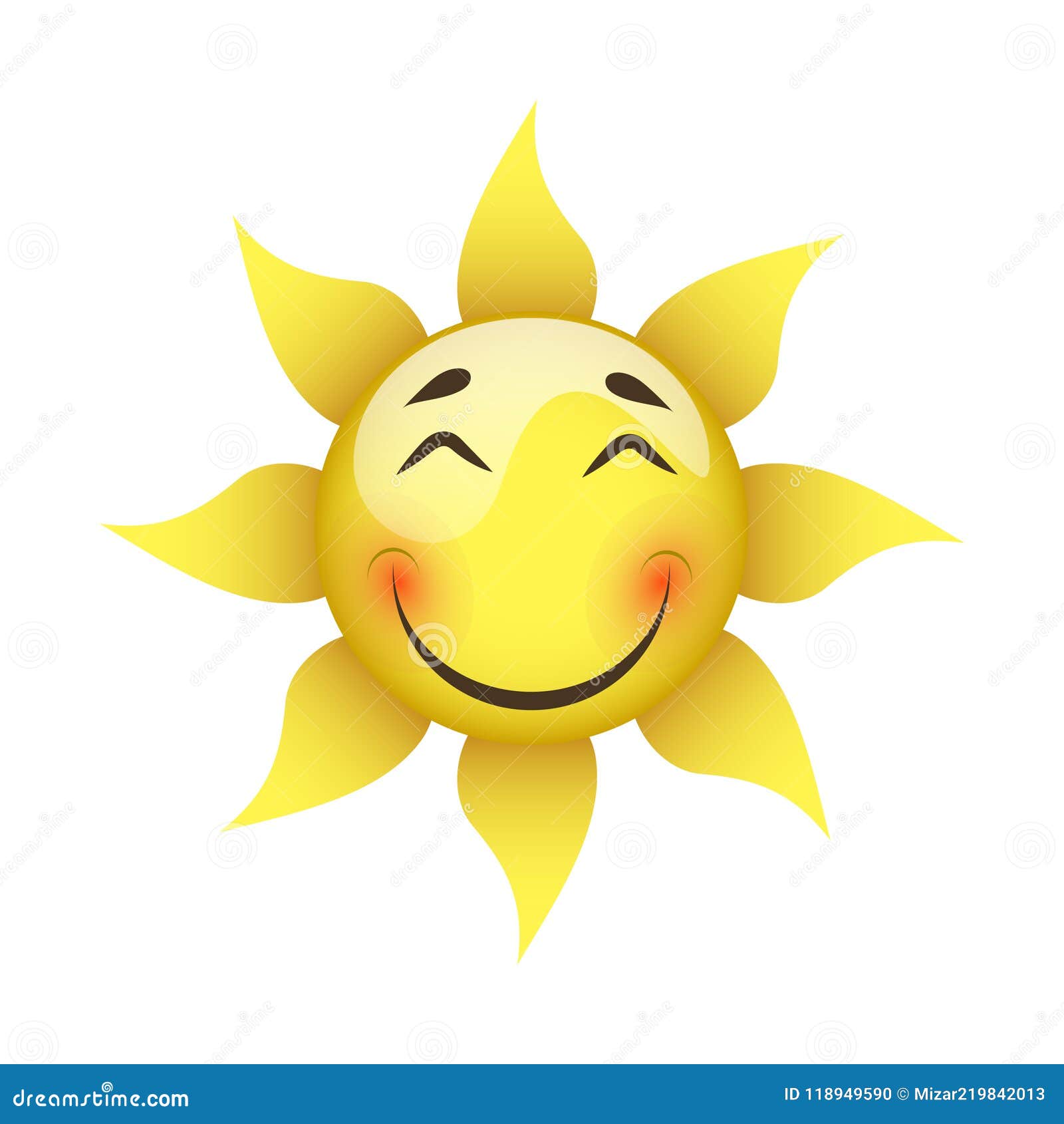 Smiling Yellow Sun on a White Background Stock Vector - Illustration of ...