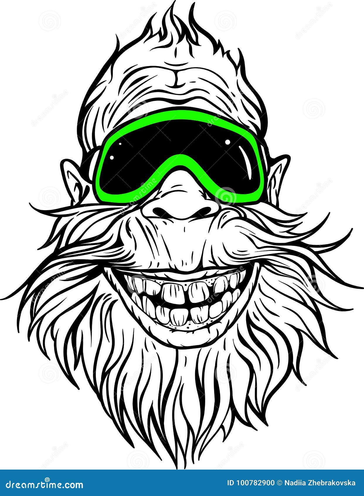 Smiling Yeti in Ski Goggles. Stock Vector - Illustration of creature ...