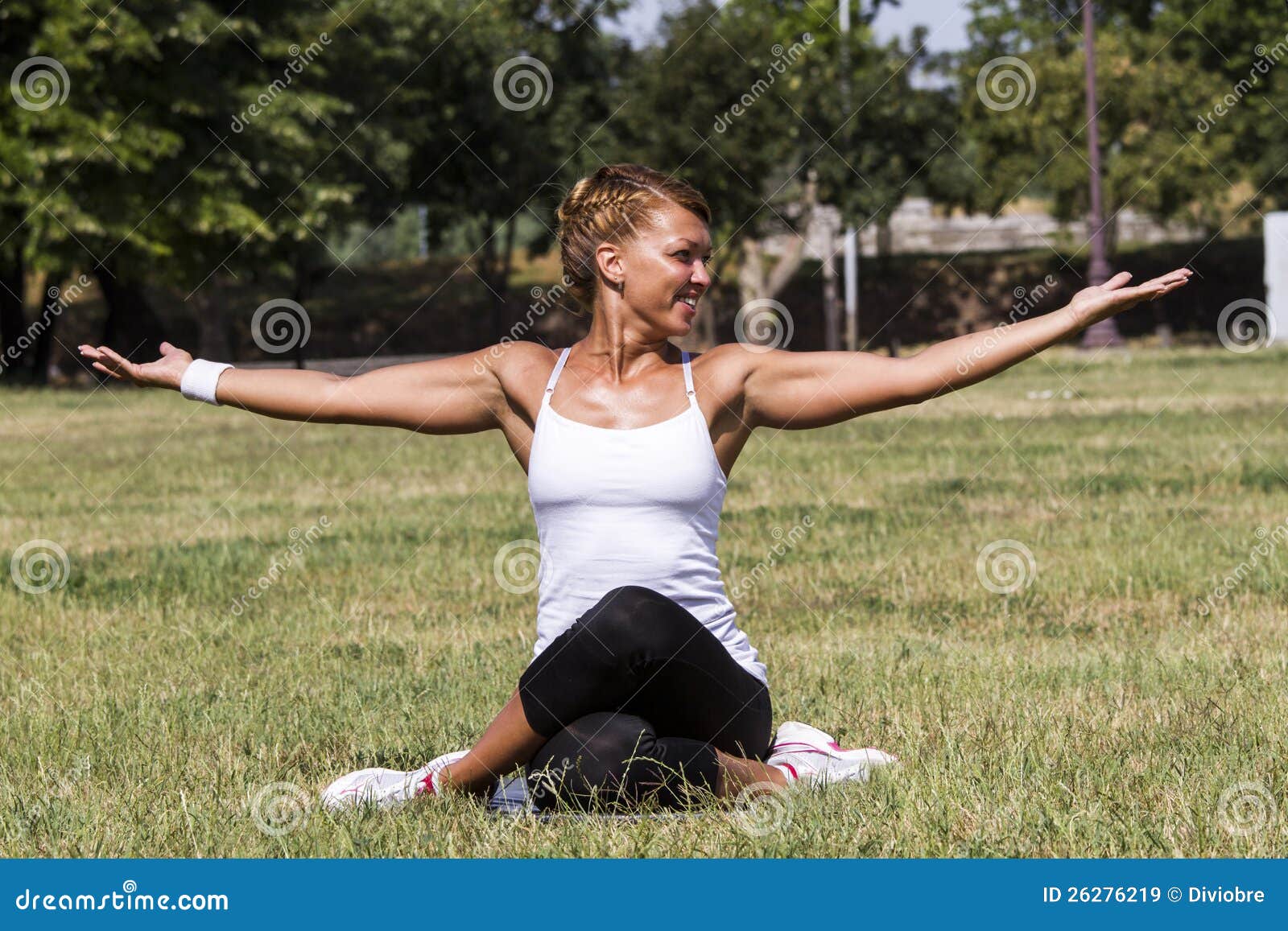 Smiling yoga stock image. Image of isolated, attractive - 26276219