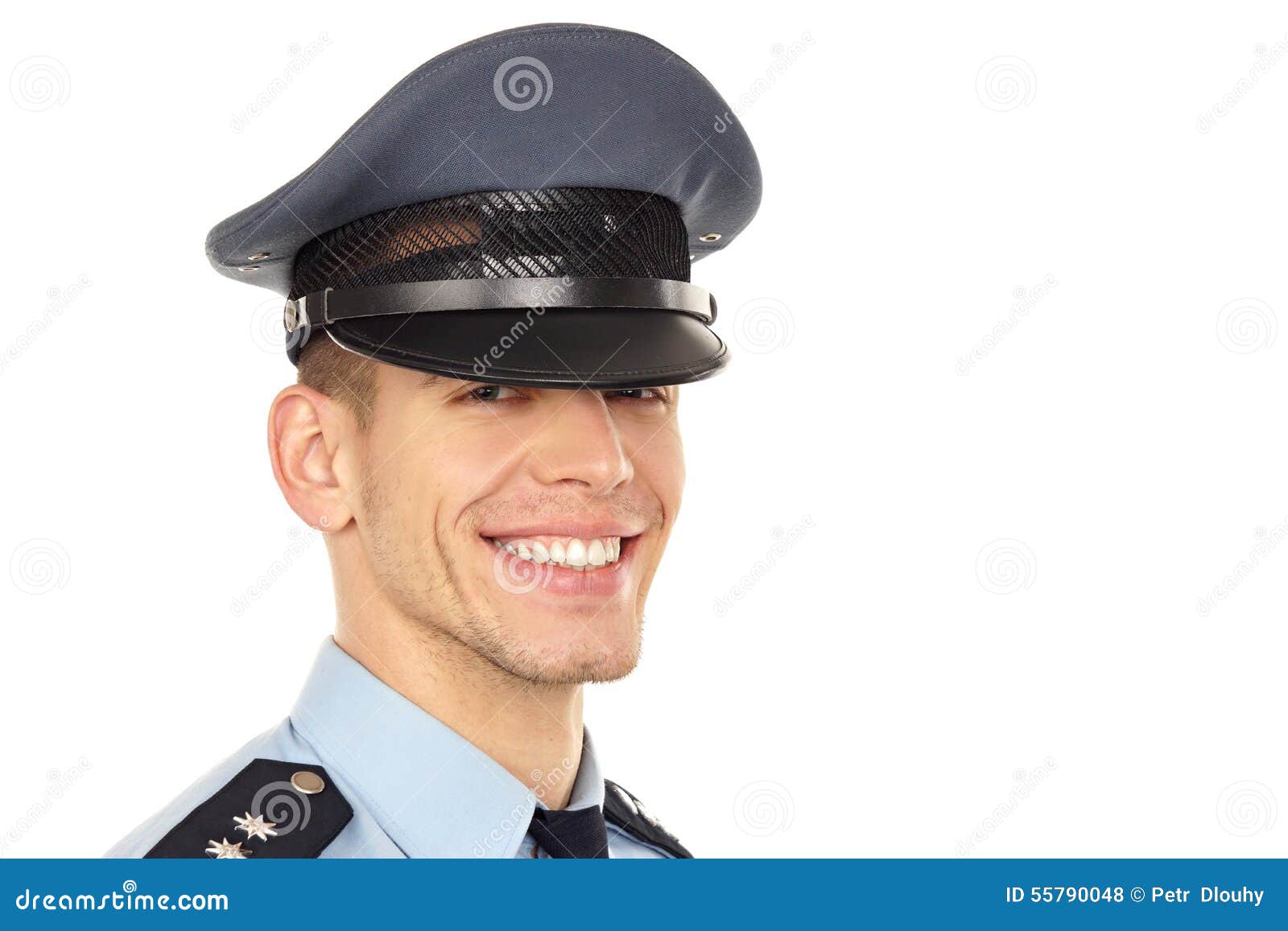 Smiling yooung policeman stock photo. Image of shirt - 55790048