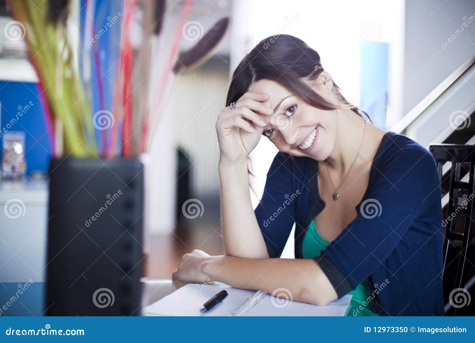 Smiling at you stock photo. Image of reading, looking - 12973350