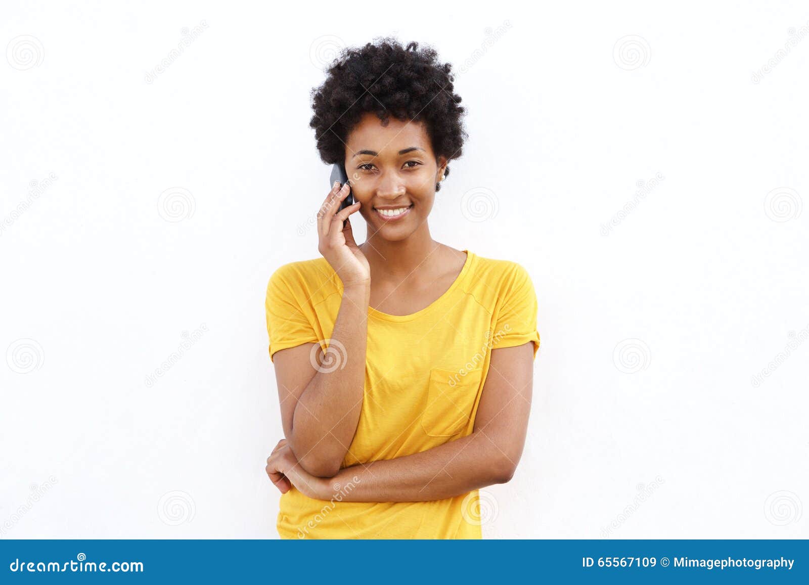Smiling Young African Woman Talking On Cell Phone Stock Image Image