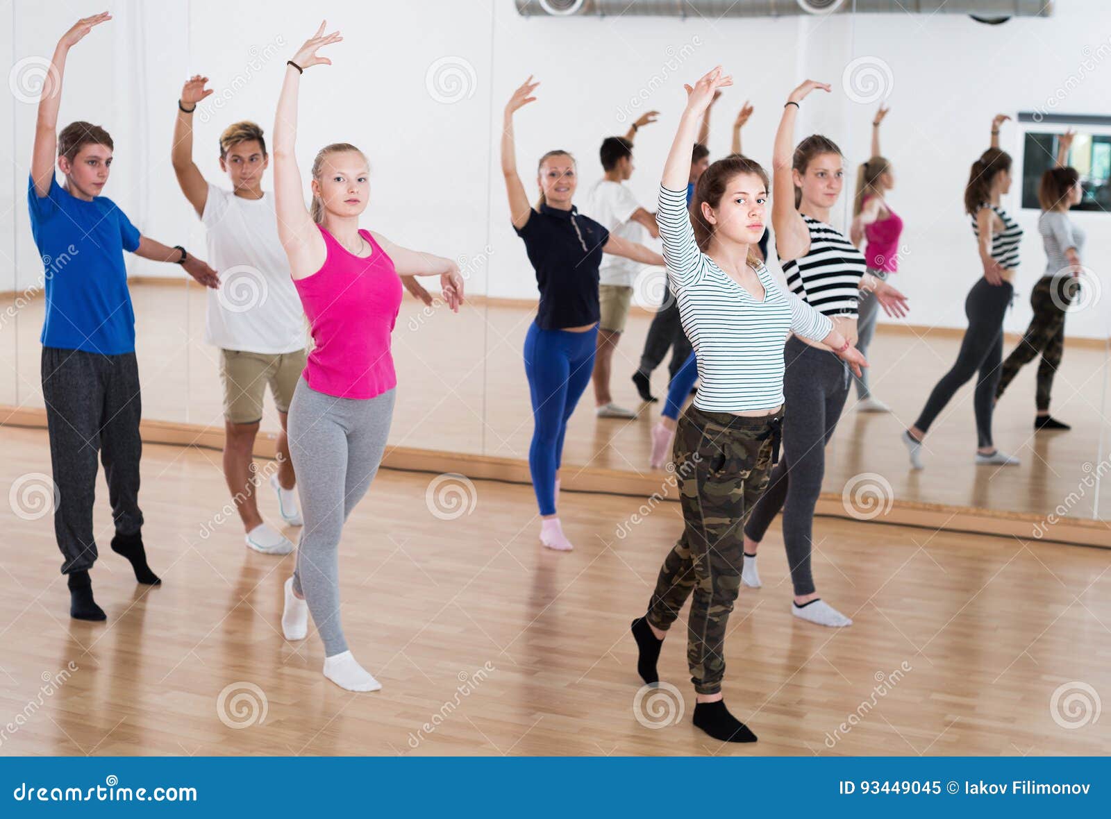 Smiling Young Ballet Dancers Exercising Stock Image - Image of adult ...