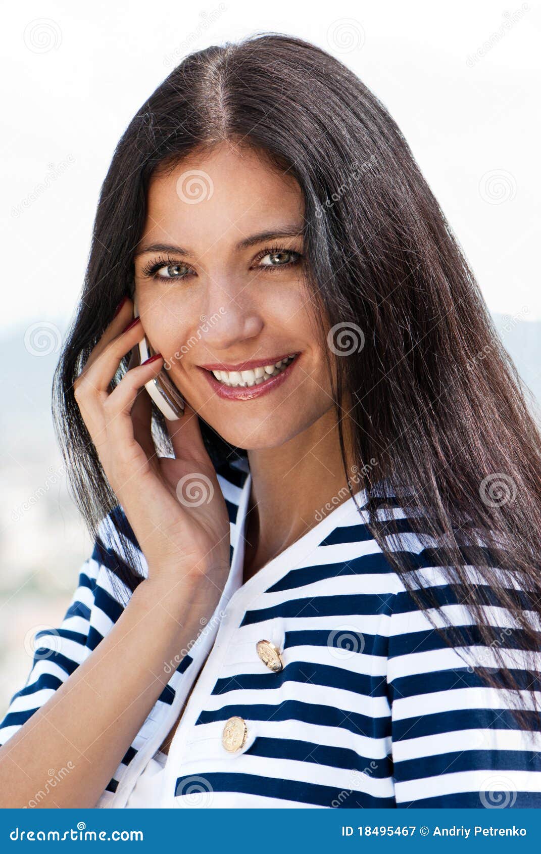 Smiling Young Beautiful Woman Talking on C Stock Image - Image of chat ...