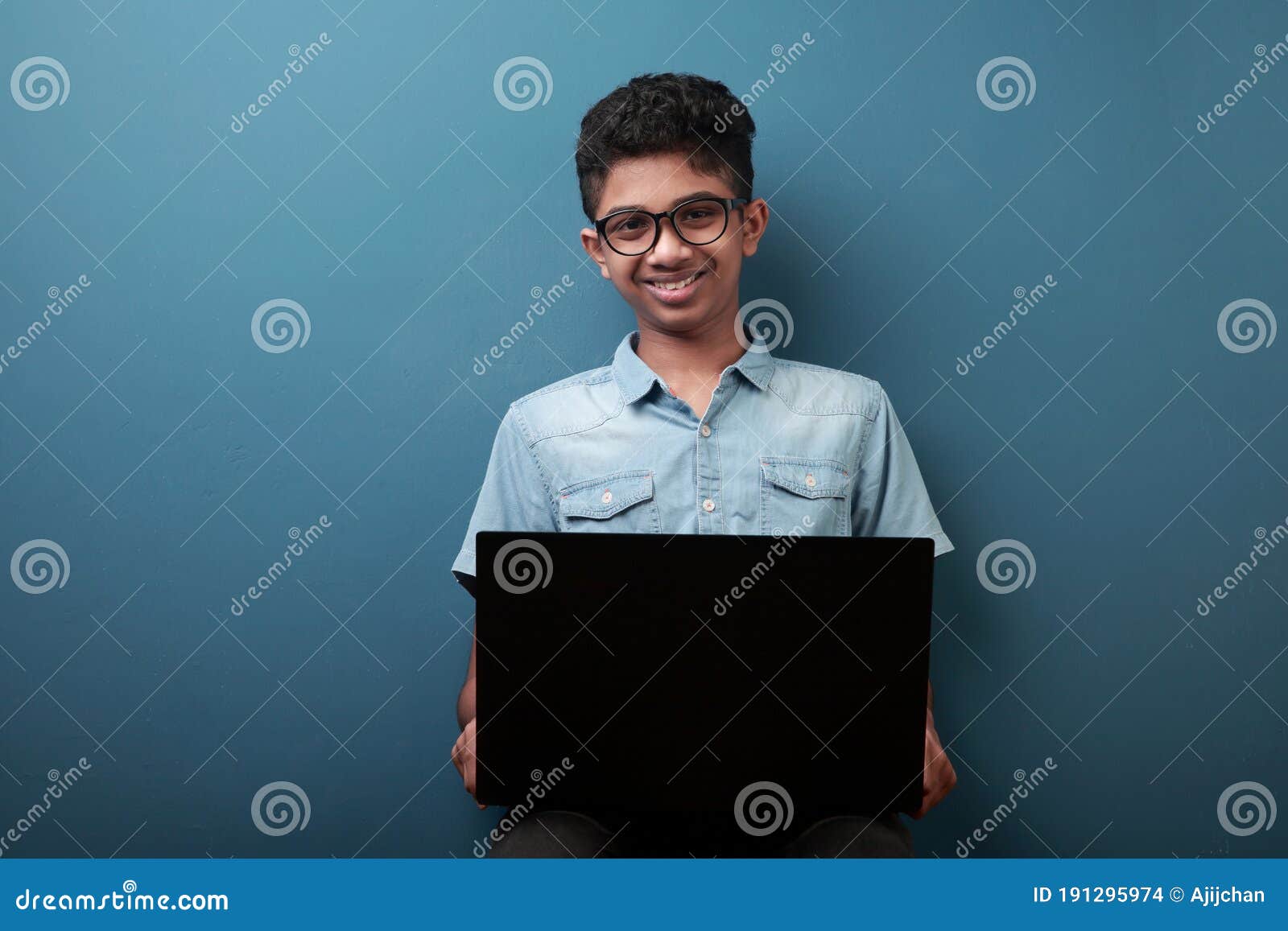 Smiling Young Boy with Laptop Stock Photo - Image of computer, learning ...