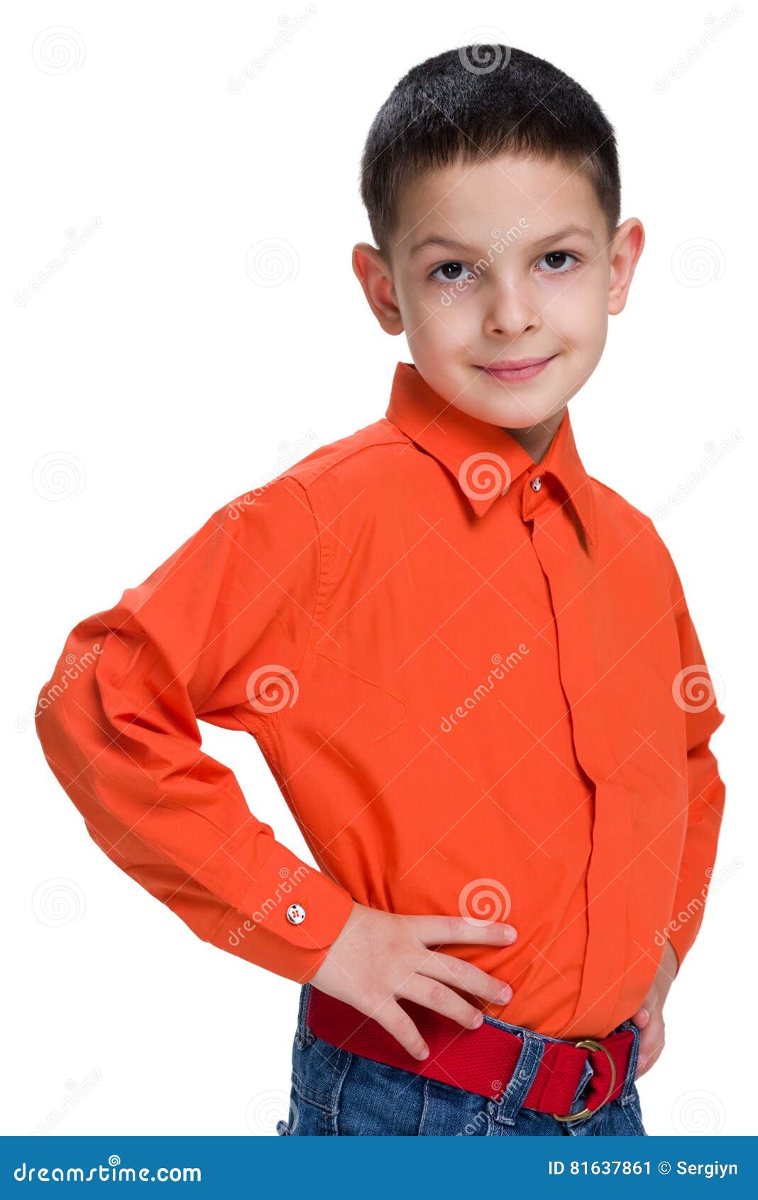 Smiling Young Boy in a Red Shirt Stock Image - Image of positive, cute ...