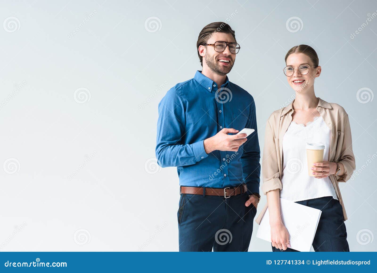 Smiling Young Business Colleagues Isolated Stock Photo - Image of ... Smiling Young Business Colleagues Isolated Stock Photo - Image of ...