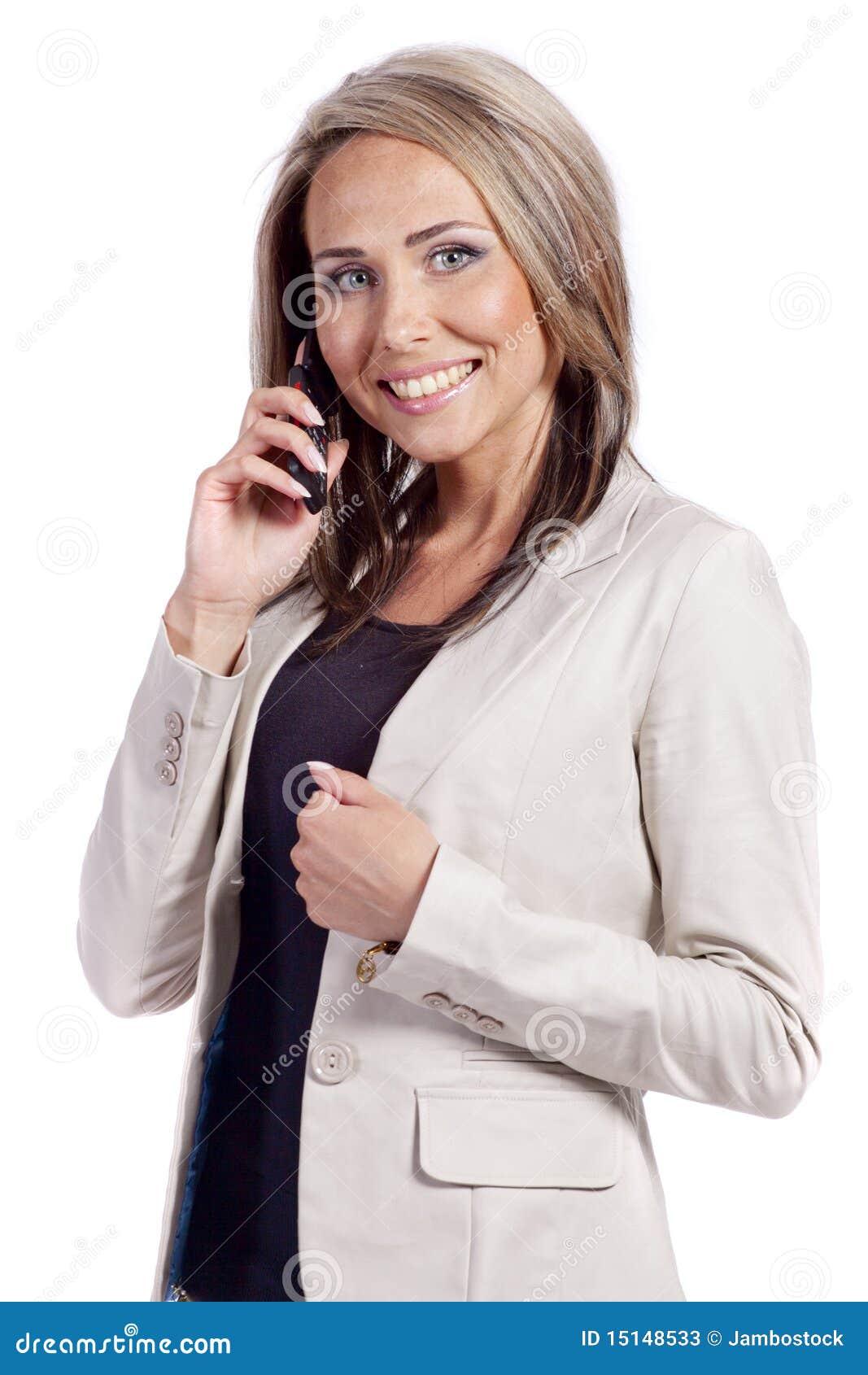 Smiling Young Business Woman Calling Stock Image - Image of lovely ...