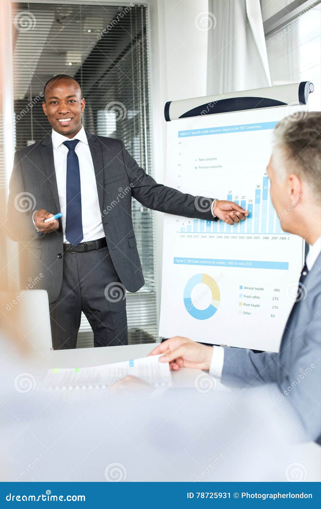 Smiling Young Businessman Giving Presentation in Board Room Stock Image ...