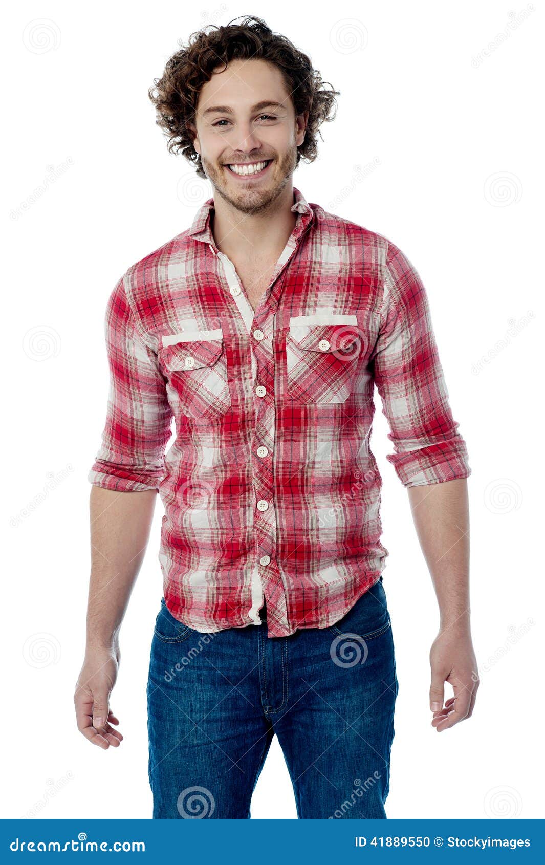 Smiling Young Casual Man Posing Stock Photo - Image of modern, standing ...