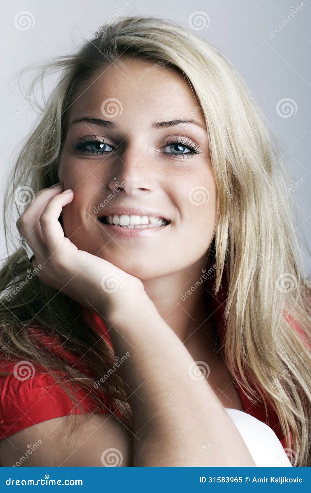 Smiling Young Charming Female Model Stock Image - Image of looking ...