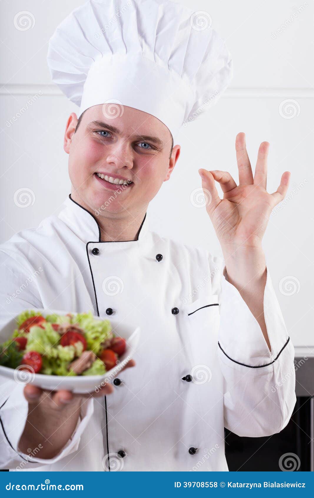 Smiling young chef stock photo. Image of finger, appetizer - 39708558