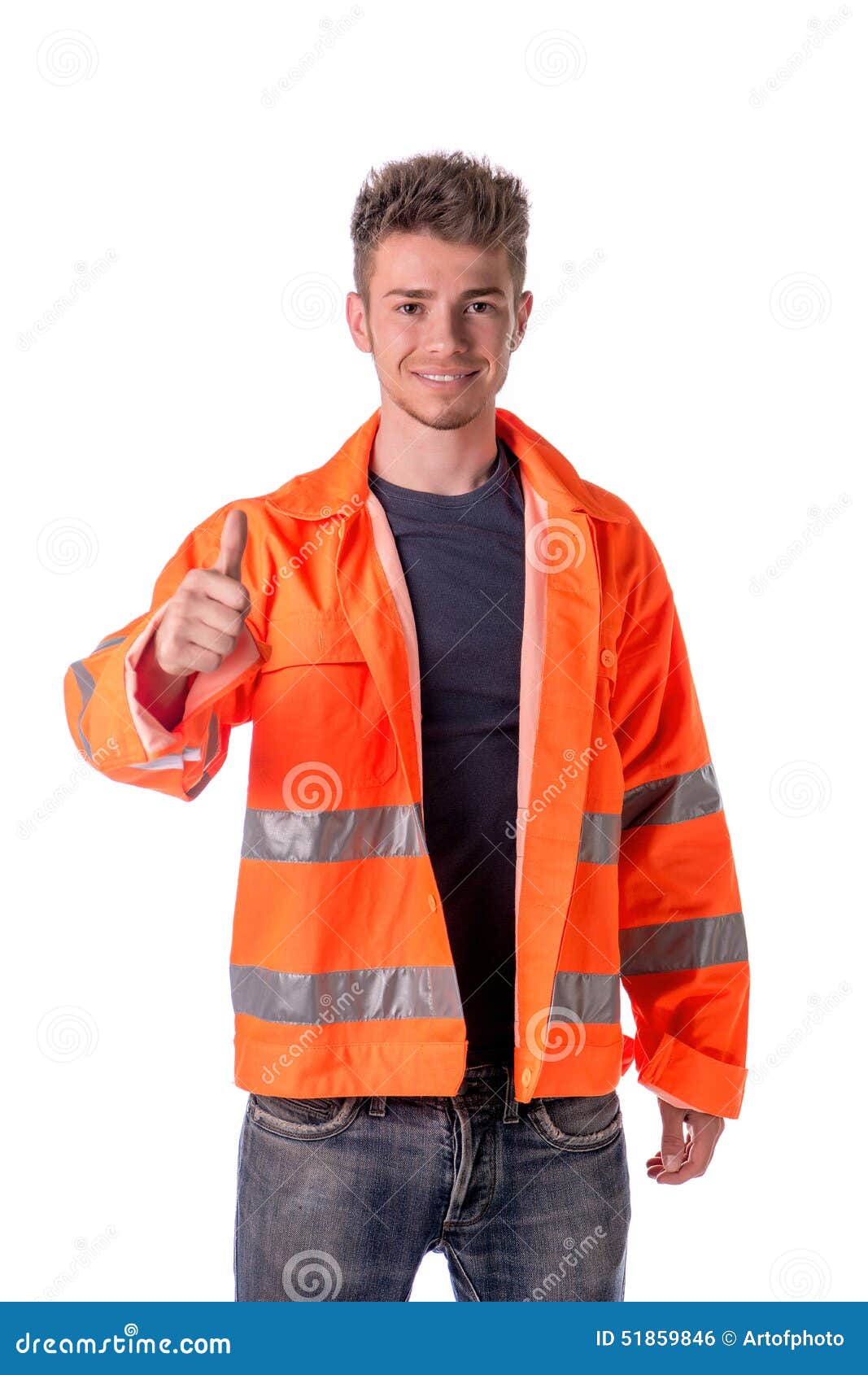 Smiling Young Construction or Road Worker Stock Photo - Image of ...
