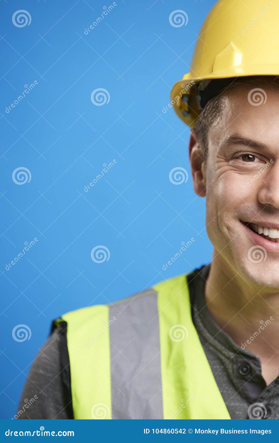 Worker In Hard Hat Raising Ruler Royalty-Free Stock Photography ...