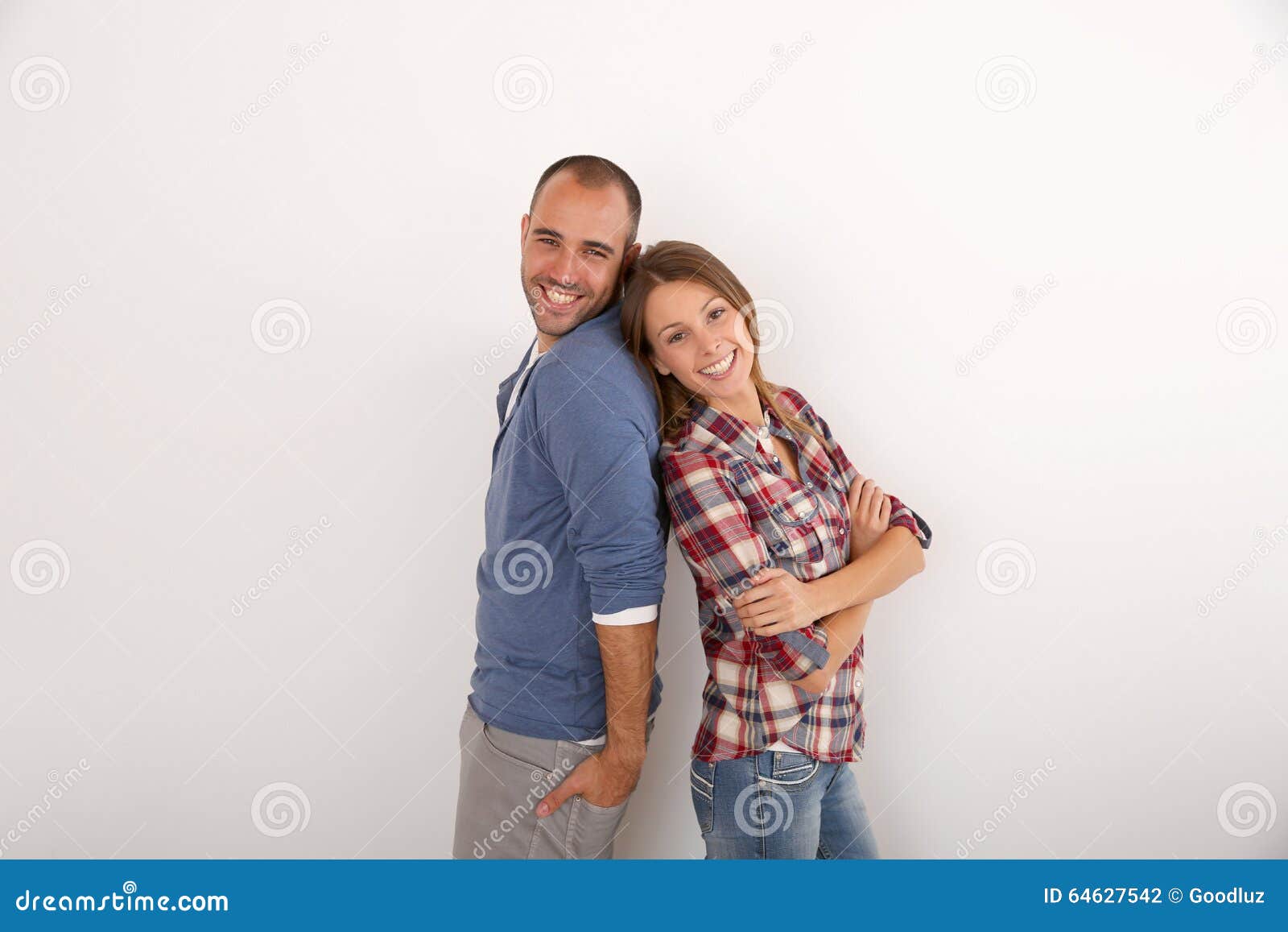 Smiling Young Couple Isolated Stock Photo - Image of women, casual ...