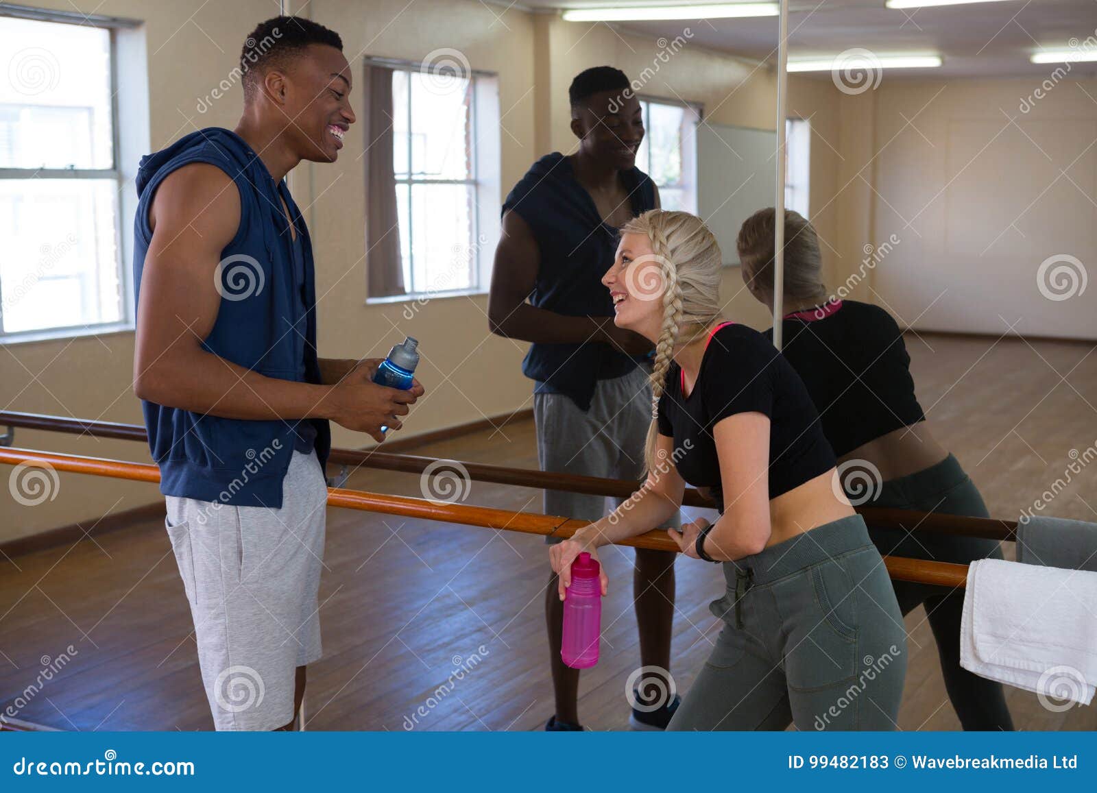 Smiling Dancers Talking in Studio Stock Image - Image of happiness ...