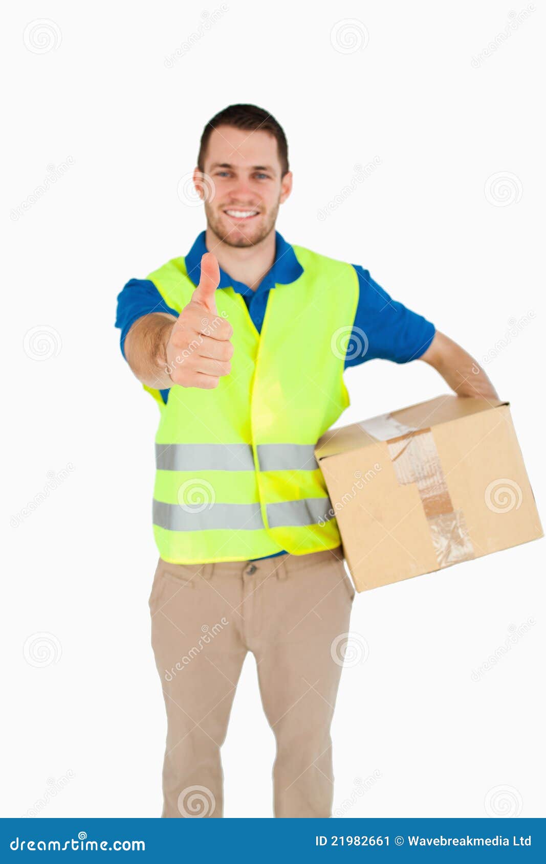 Smiling young delivery man stock image. Image of occupation - 21982661