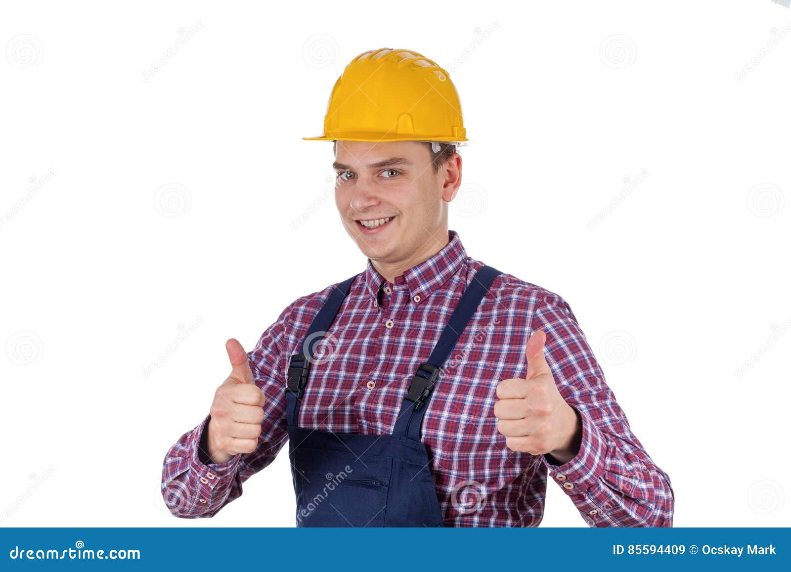 Smiling Young Engineer Showing Thumb Up Stock Image - Image of people ...