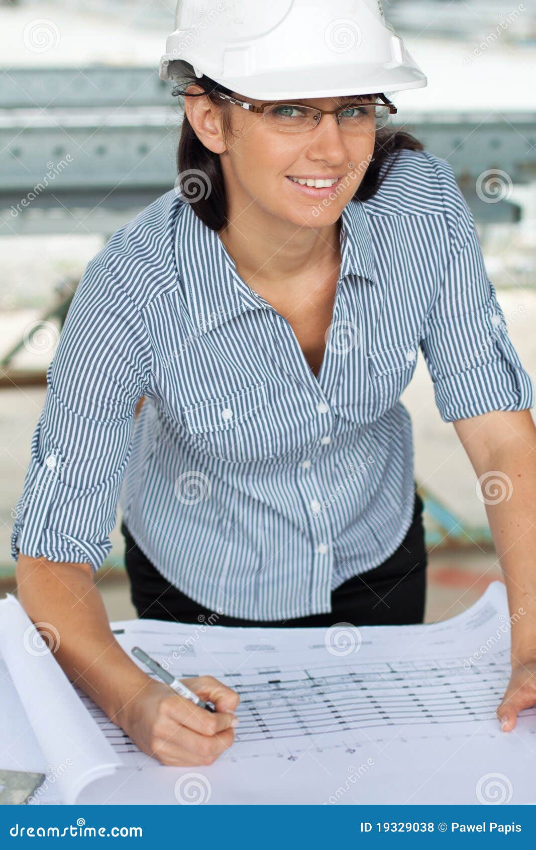 Engineer Woman Drawing World Map Stock Photo | CartoonDealer.com #64192764