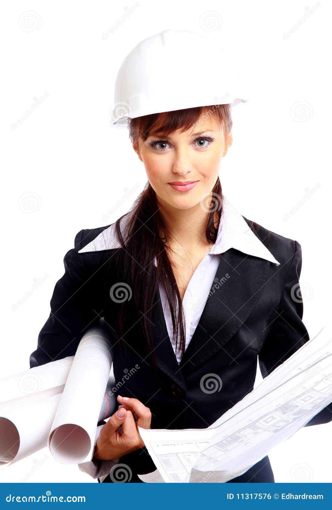 Smiling Young Female Architect Stock Photo - Image of happiness, home ...