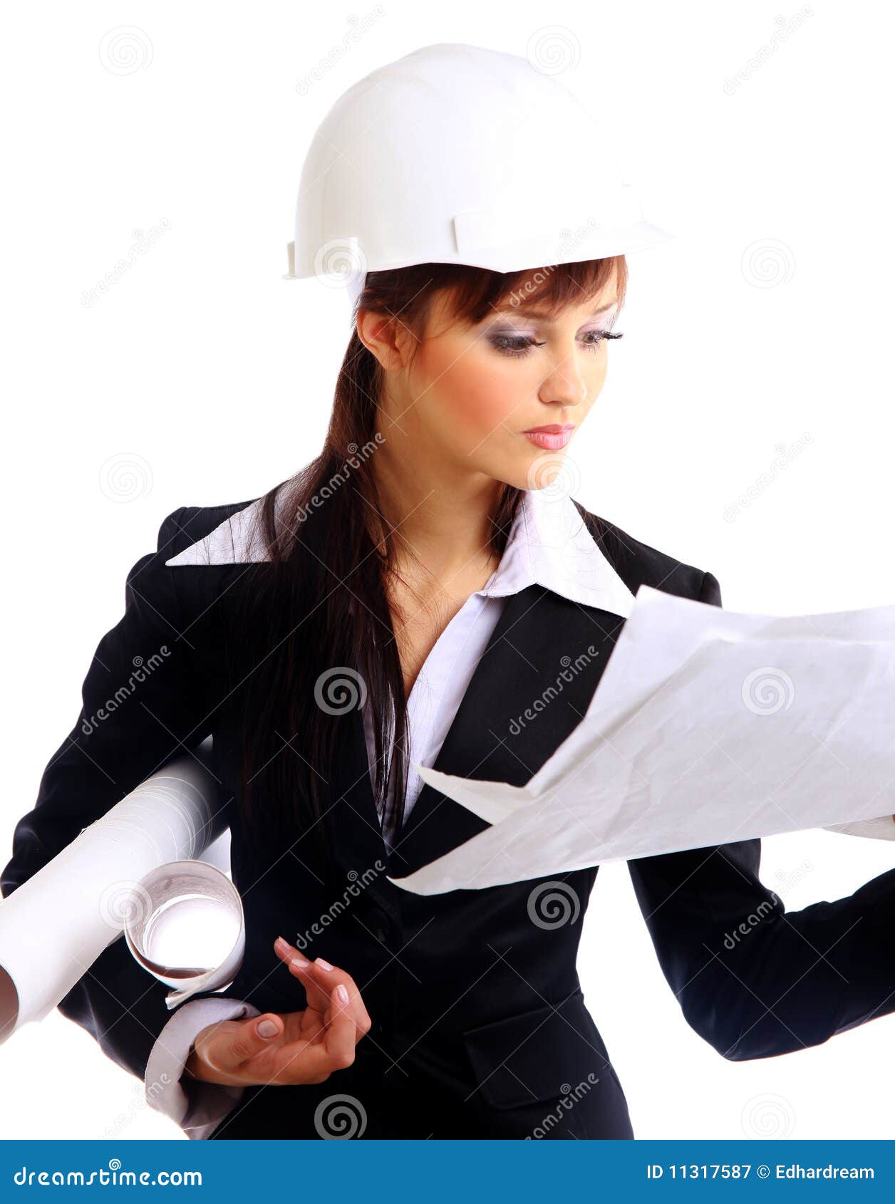 Smiling Young Female Architect Stock Image - Image of white, architect ...