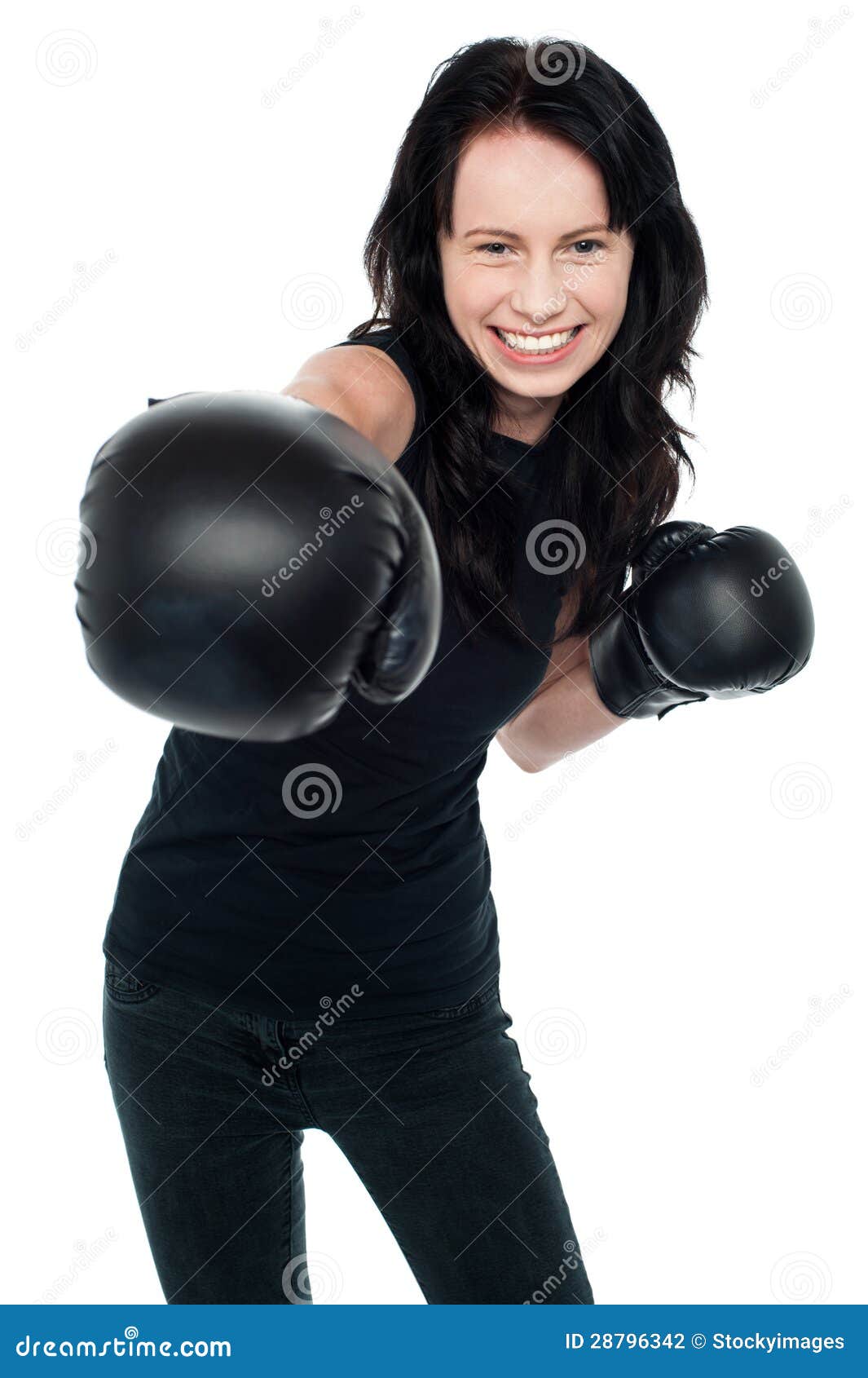 Smiling Young Female Boxer Ready To Punch You Stock Photo - Image of ...
