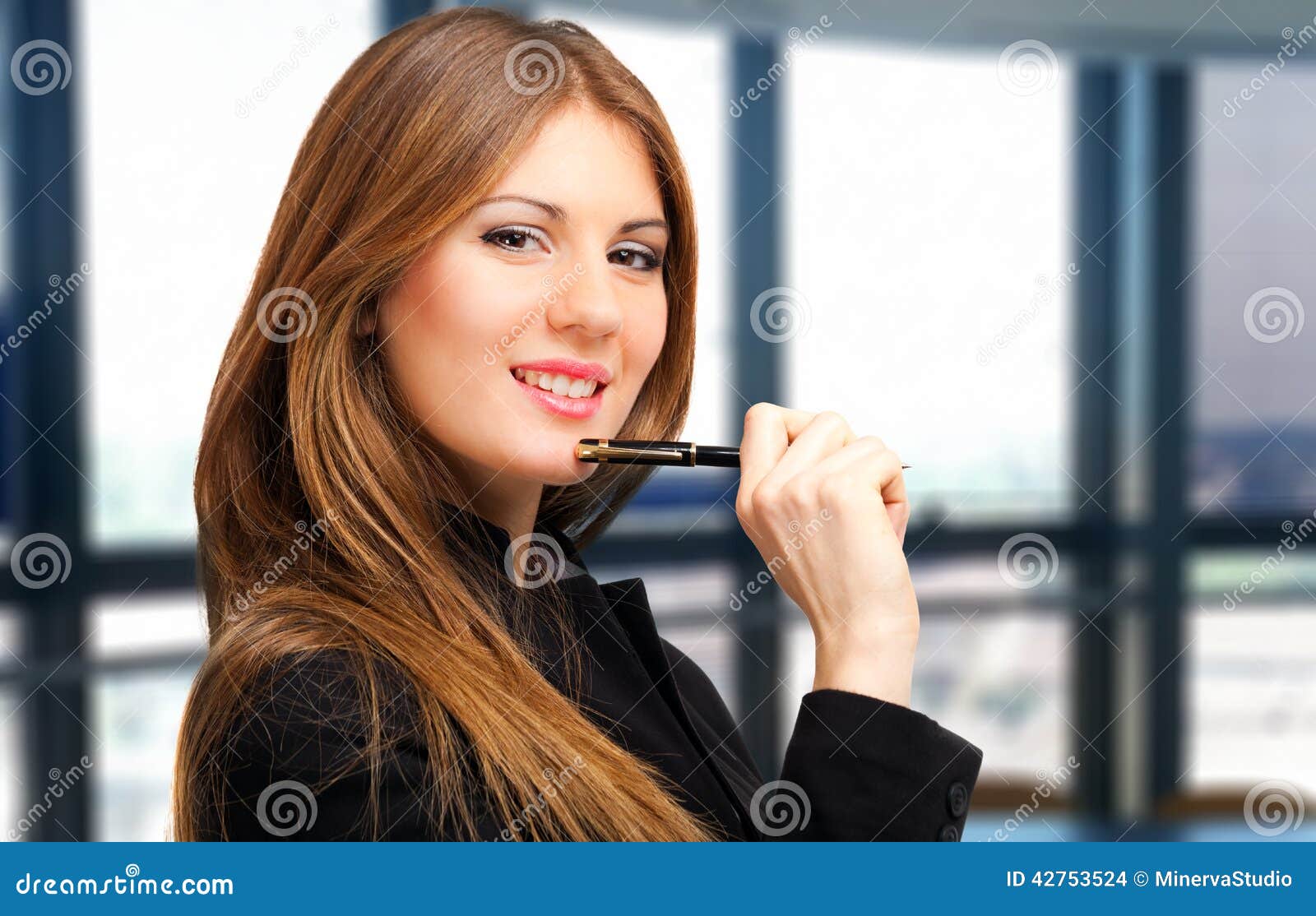 Smiling Young Female Manager Portrait Stock Photo - Image of expression ...