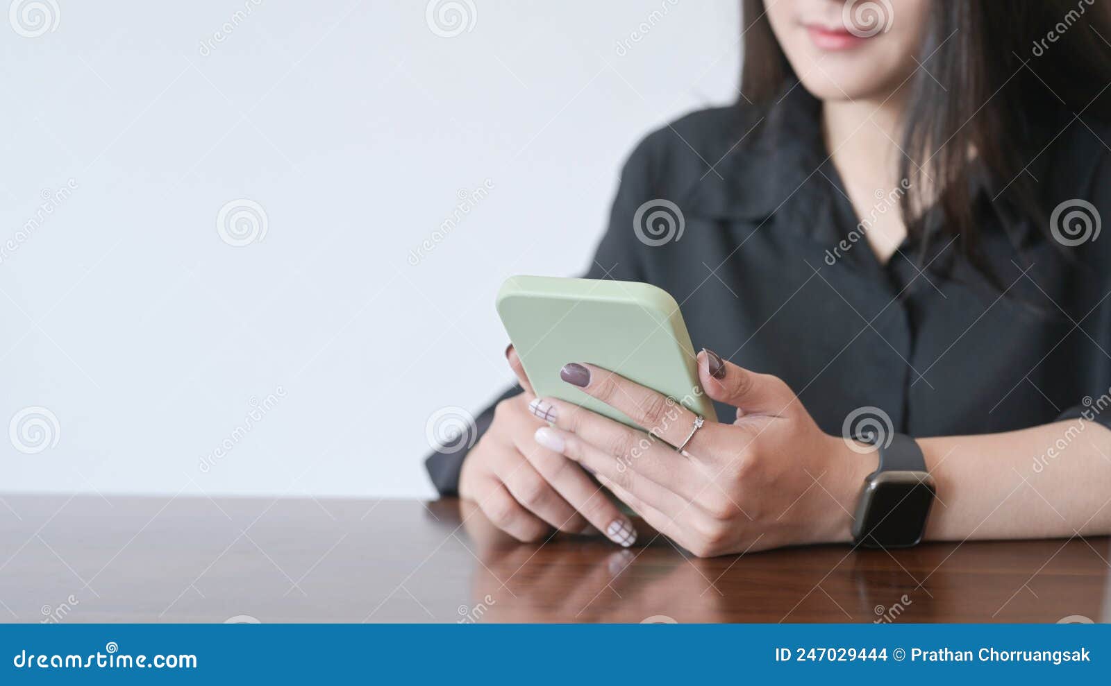 Young Female Office Worker Using Mobile Phone. Stock Photo - Image of ...