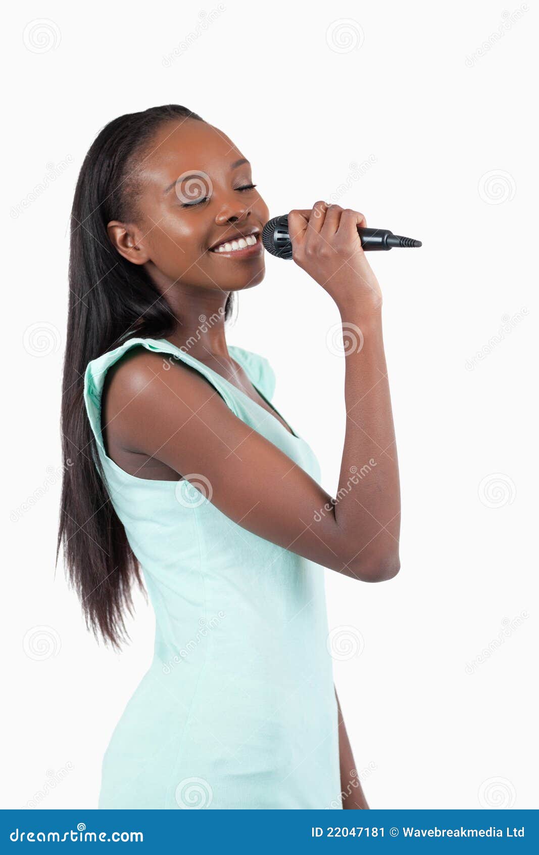 Smiling Young Female Singer Stock Image - Image of person, beautiful ...