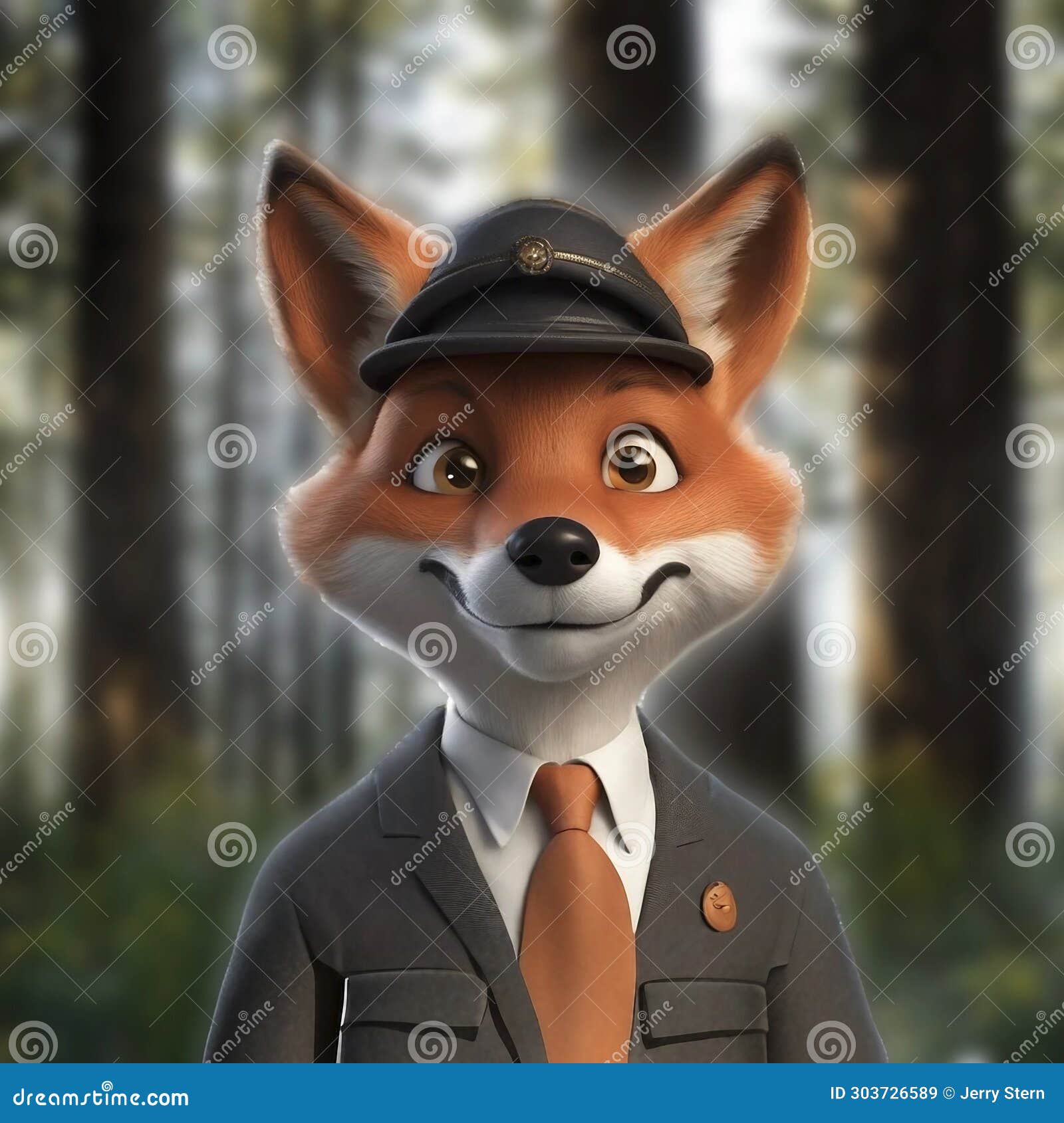 Smiling Young Fox in School Uniform Stock Illustration - Illustration ...