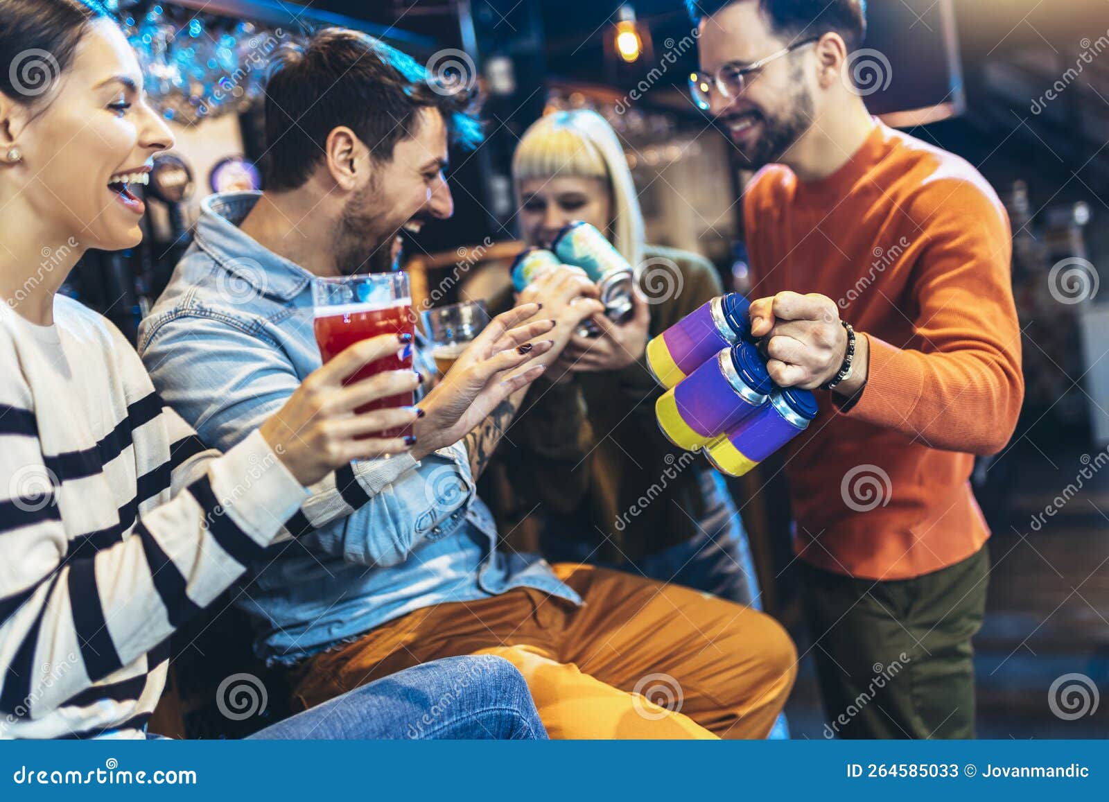 Young Friends Drinking Craft Beer in Pub Stock Image - Image of ...