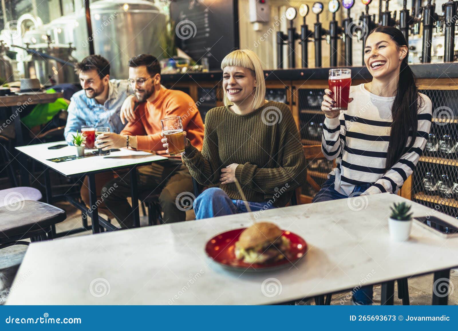 Young Friends Drinking Craft Beer in Pub Stock Image - Image of hipster ...