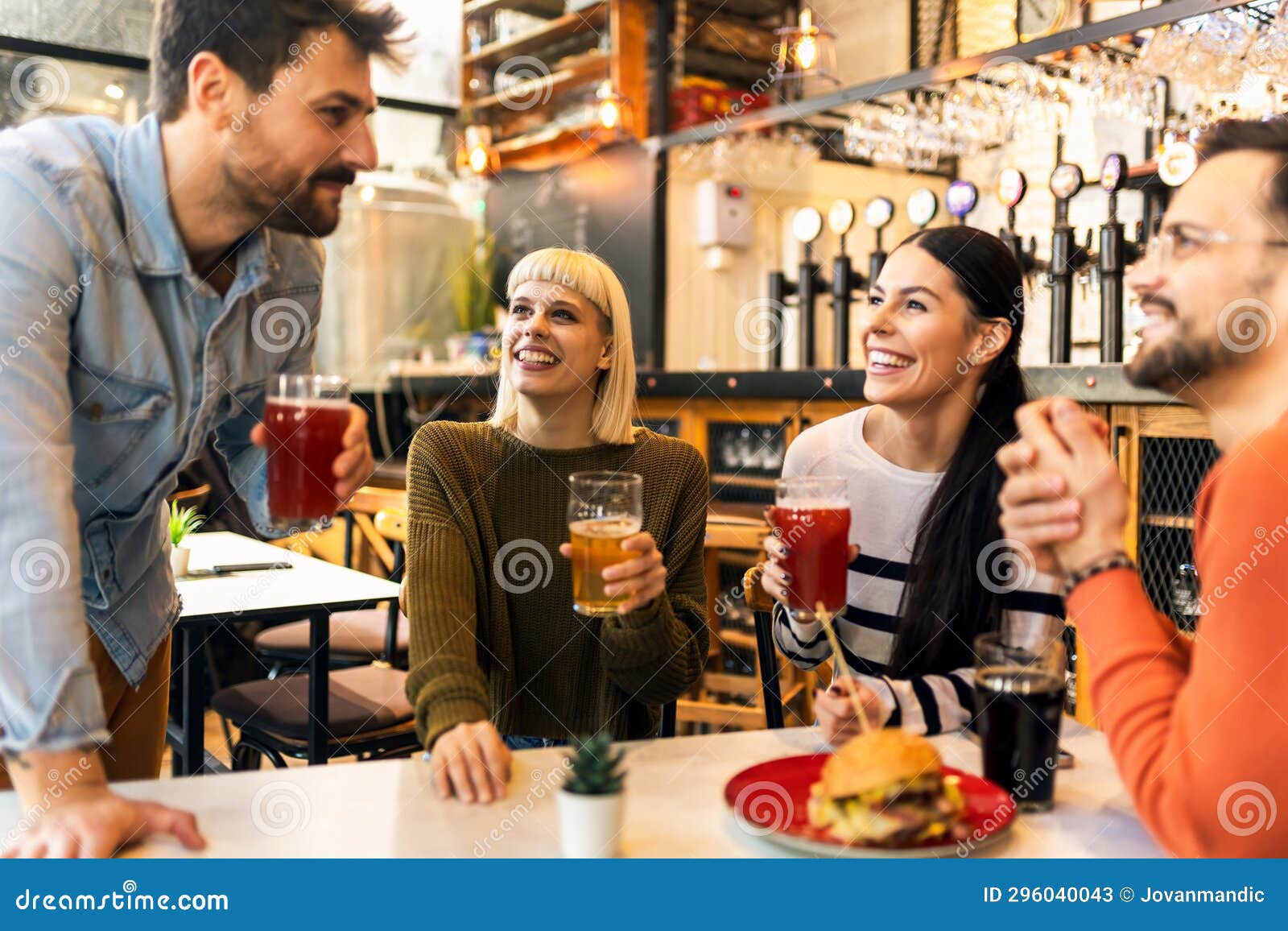 Young Friends Drinking Craft Beer in Pub Stock Image - Image of brewery ...