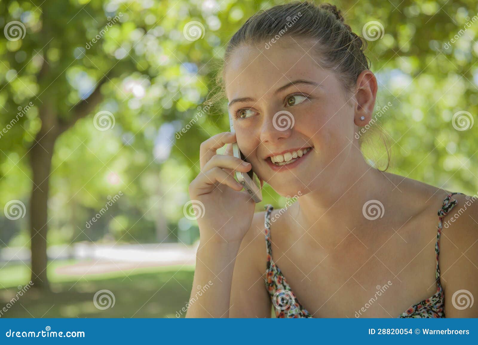 Smiling Young Girl Calling on a Cell Phone Stock Photo - Image of cell ...