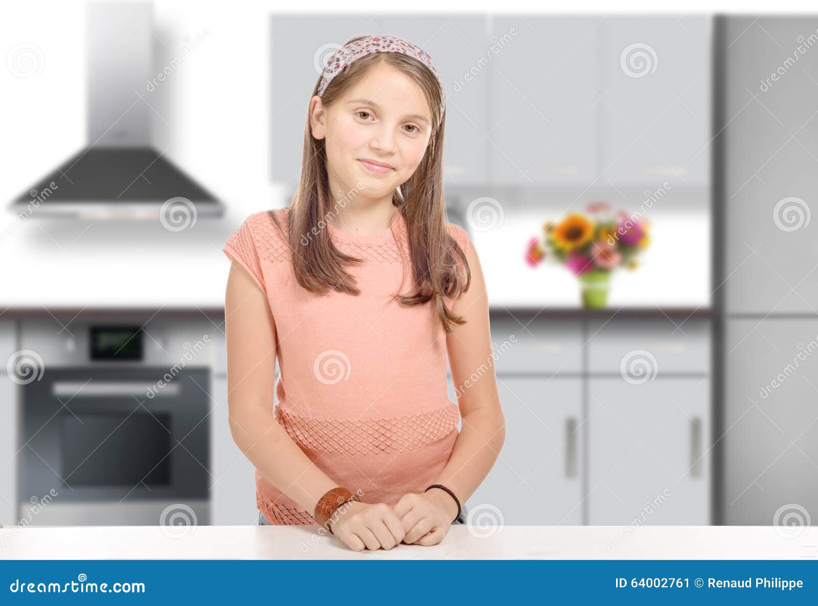 Smiling Young Girl in a Kitchen Stock Image - Image of sweet, lifestyle ...