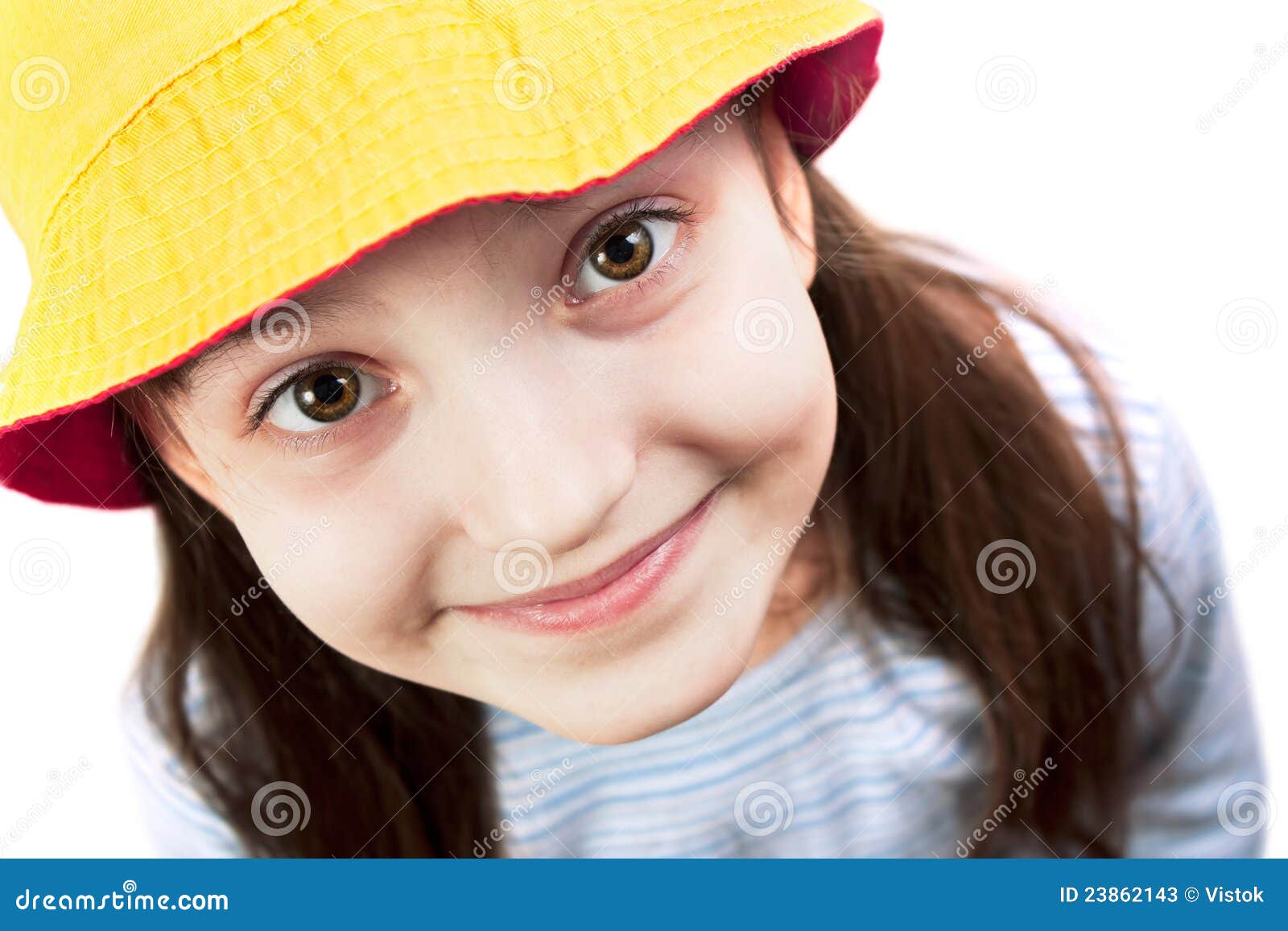 Smiling Young Girl Looking at Camera Stock Image - Image of yellow ...