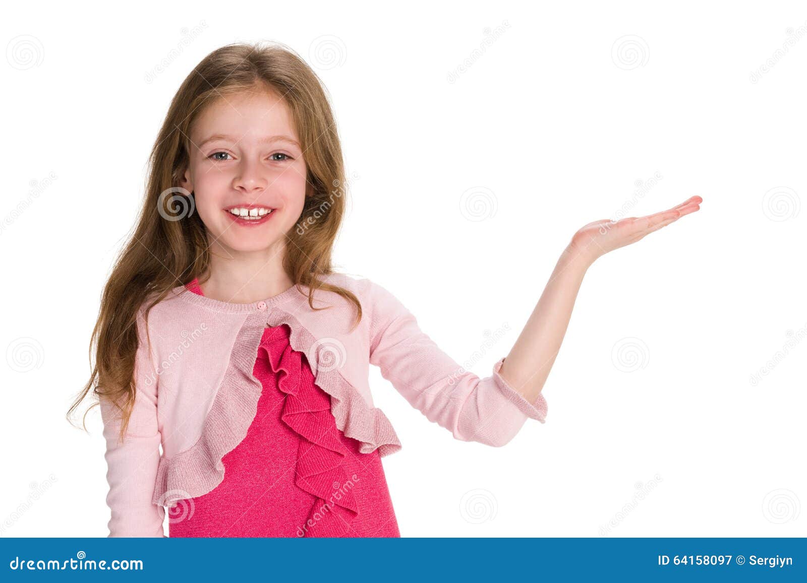 Smiling Young Girl Makes a Hand Gesture Stock Image - Image of adorable ...