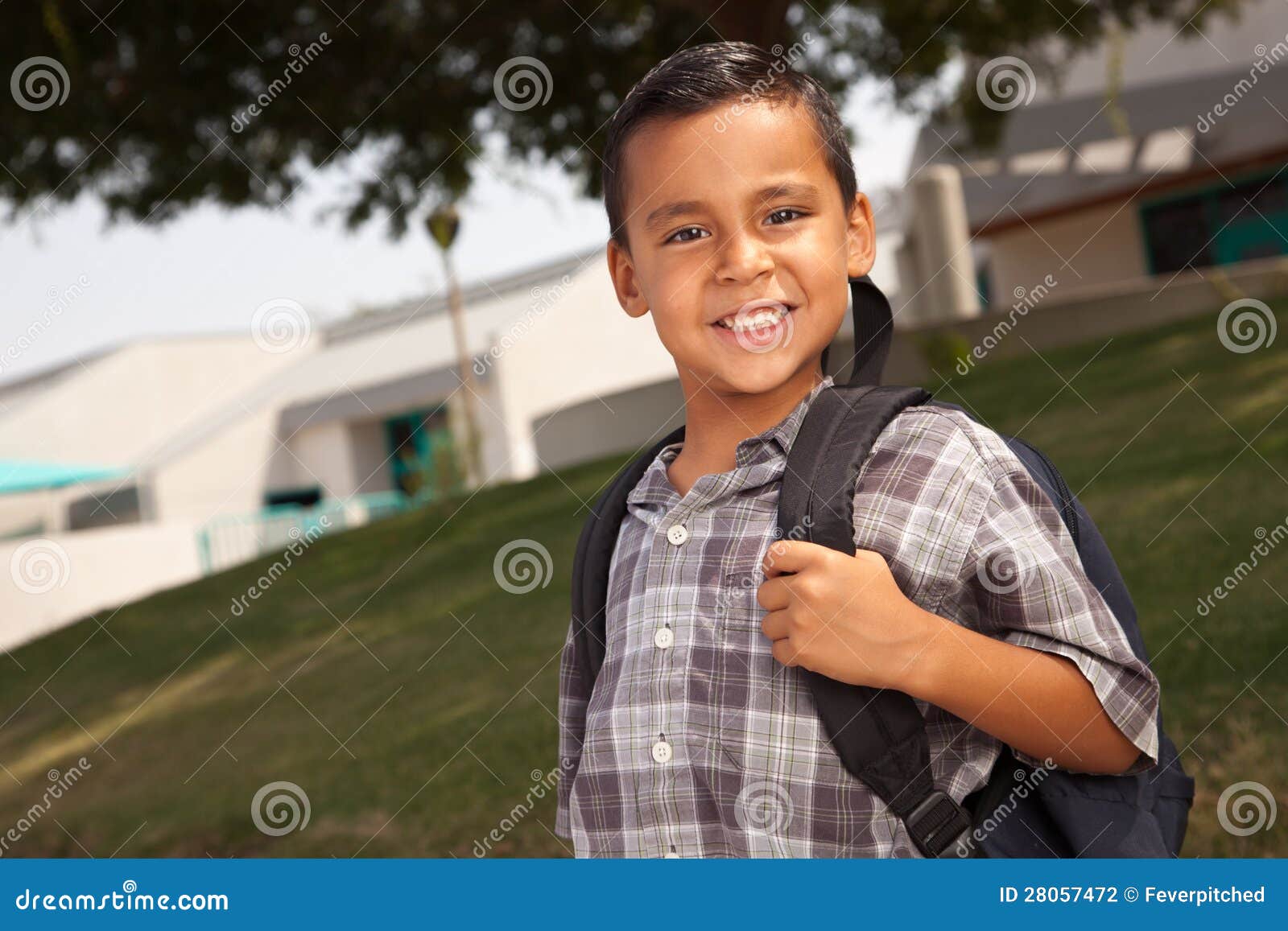 Smiling Young Hispanic Boy Ready for School Stock Photo - Image of ...